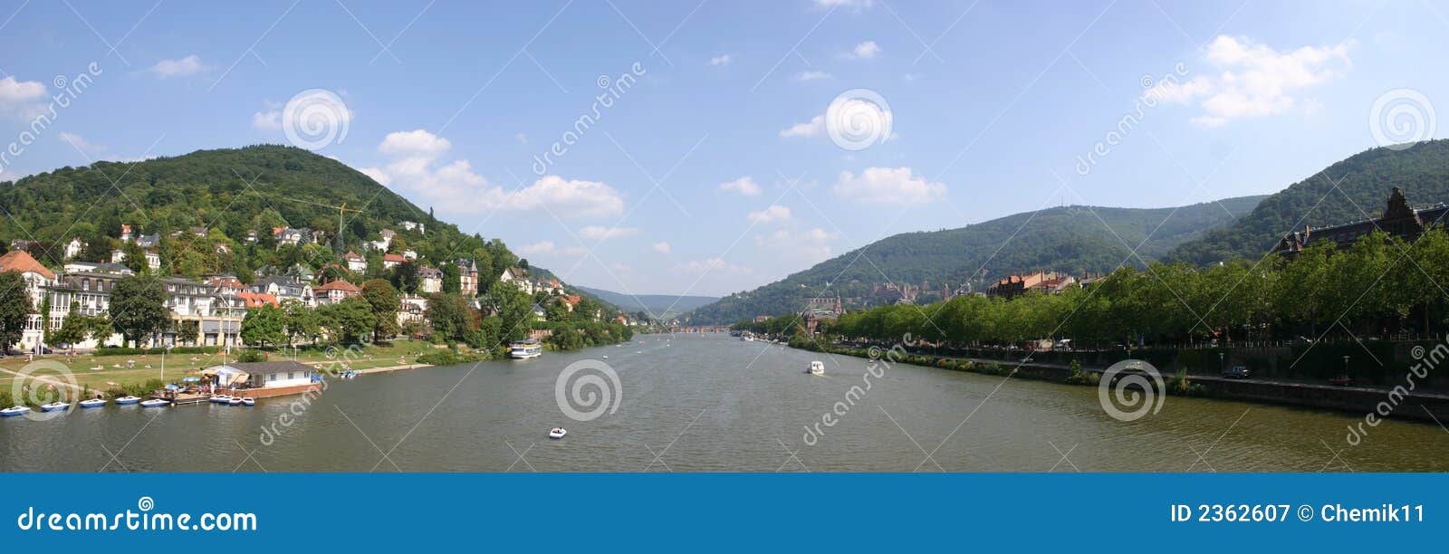 Neckar River stock image. Image of bridge, baden, castle - 2362607