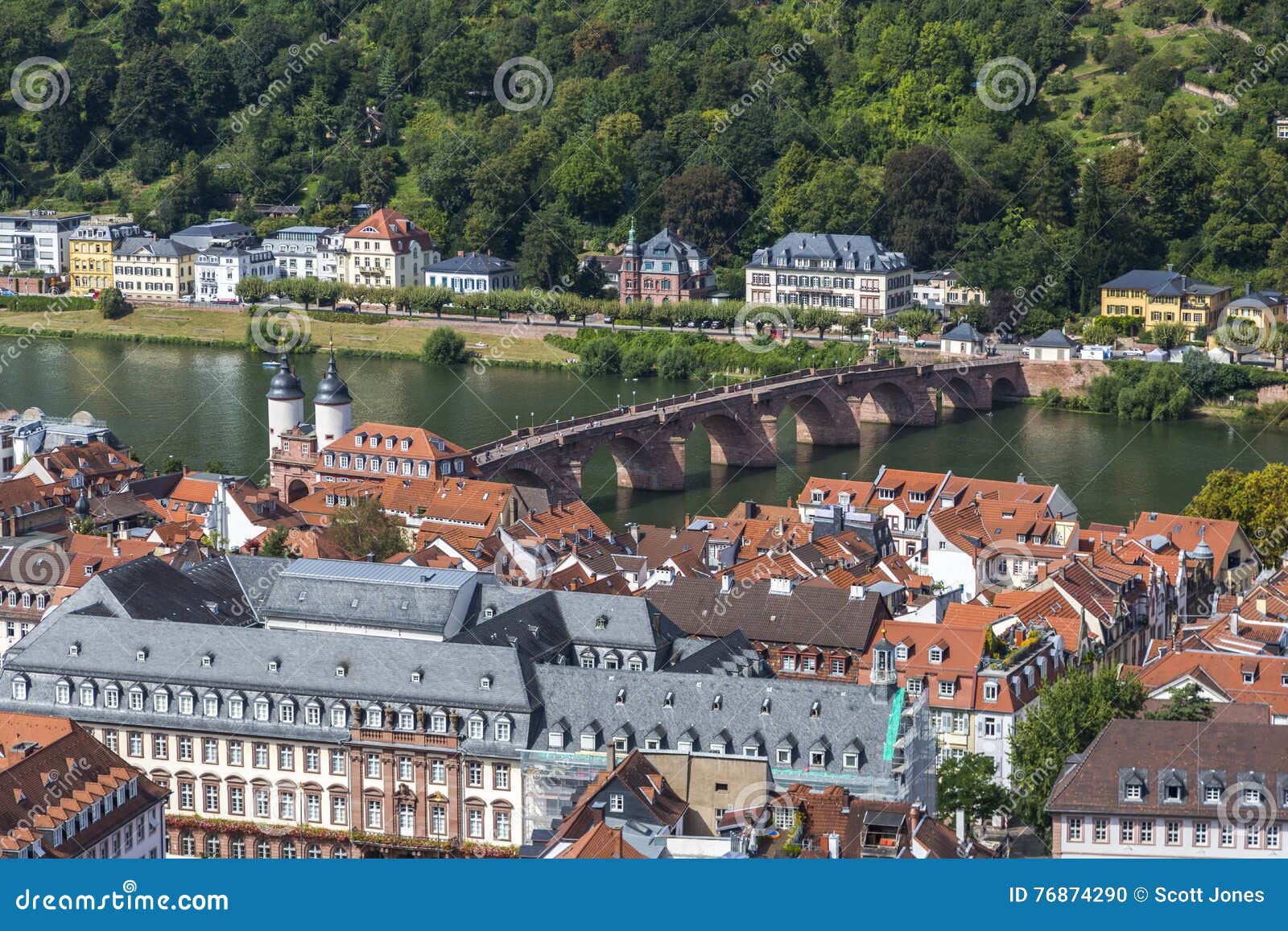 Neckar River, Germany stock photo. Image of landmark - 76874290