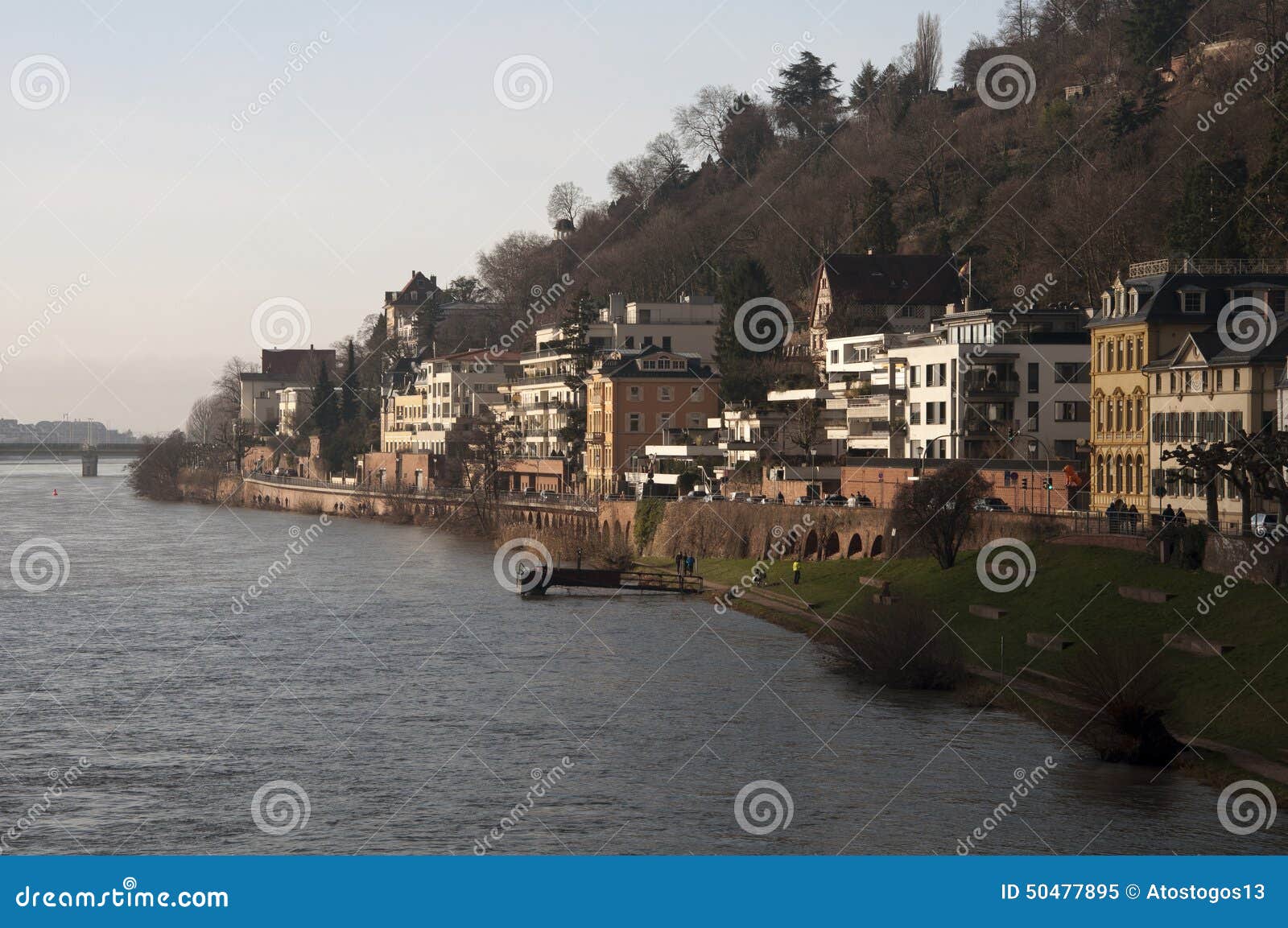 Neckar River in Heidelberg stock image. Image of town - 50477895