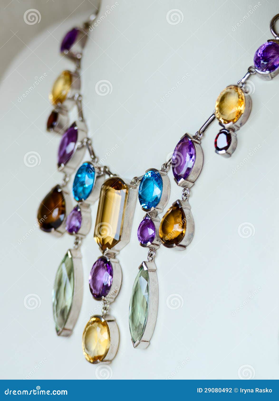 Necklace with Colored Precious Jewel Stock Photo - Image of golden ...
