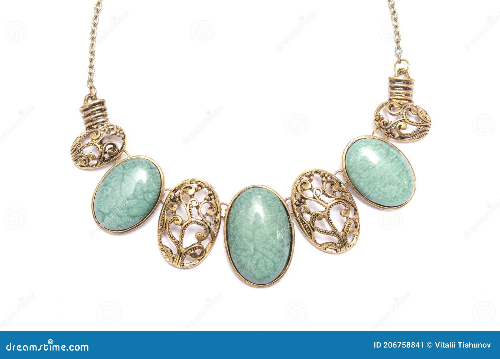 Necklace with Precious Stones Isolated on White Stock Image - Image of ...