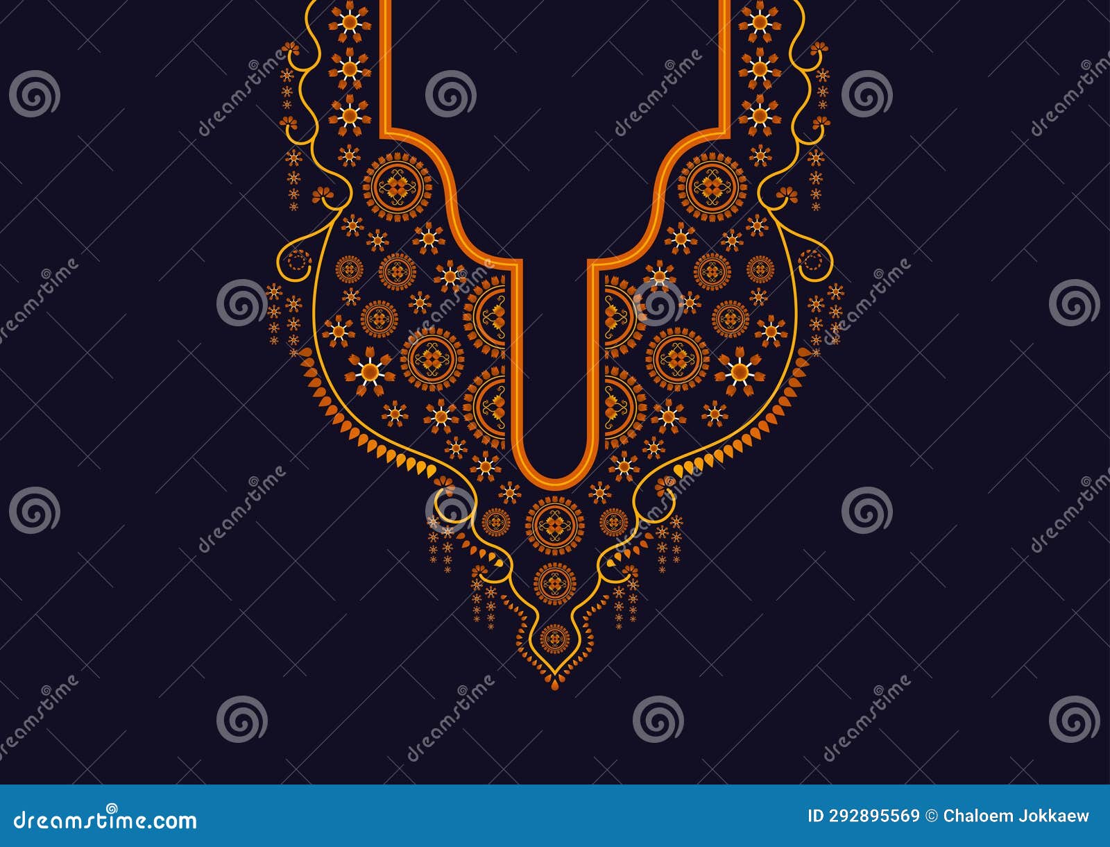 Neckline_01 stock vector. Illustration of flowers, ethnic - 292895569