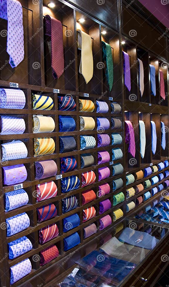 Necktie shelf stock photo. Image of garments, colors, multicolored ...