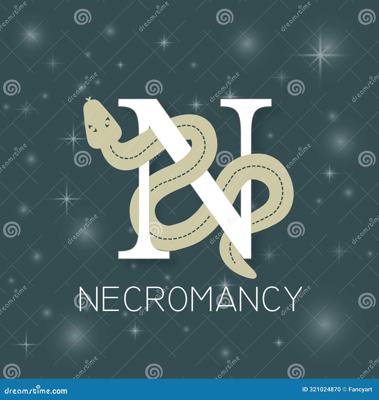 Necromancy Symbol with Snake and Letter N Stock Vector - Illustration ...