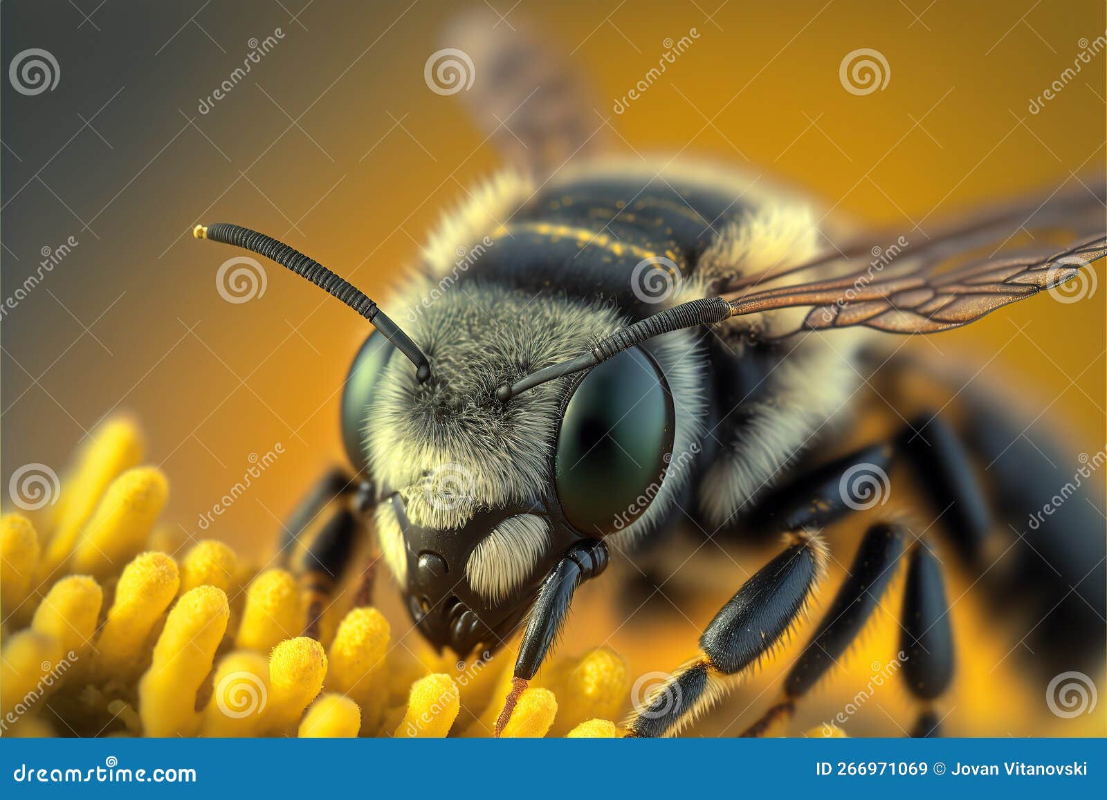 Nectar Collection by a Worker Bee from a Blossom. AI Stock Illustration ...