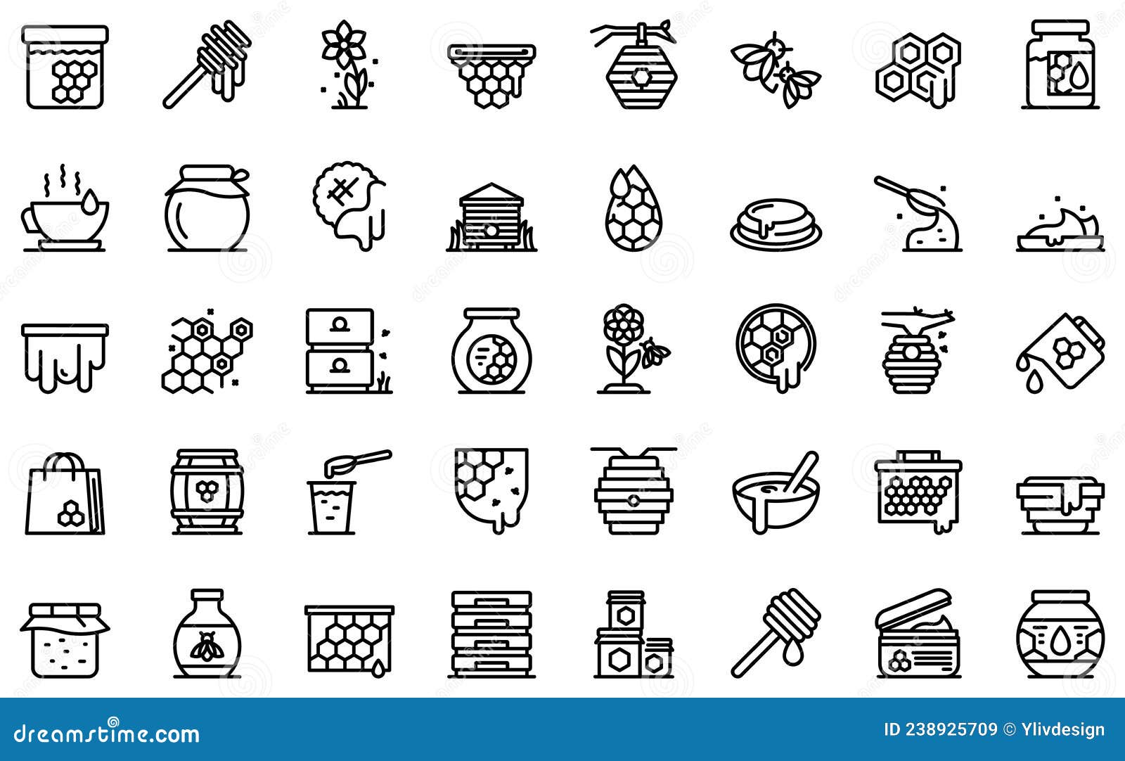 Nectar Icons Set Outline Vector. Propolis Bee Stock Vector ...