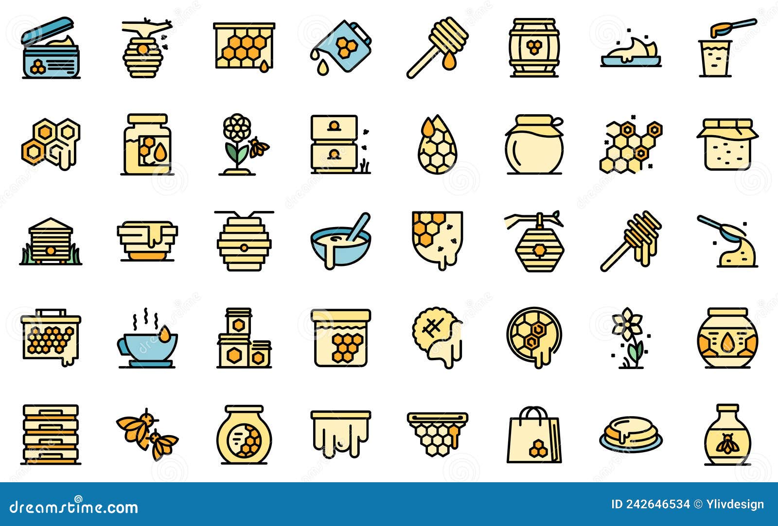 Nectar Icons Set Vector Flat Stock Vector - Illustration of flower ...