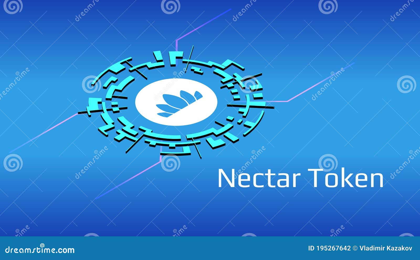 Nectar Token NEC Symbol Of The DeFi Project In A Digital Circle With A ...
