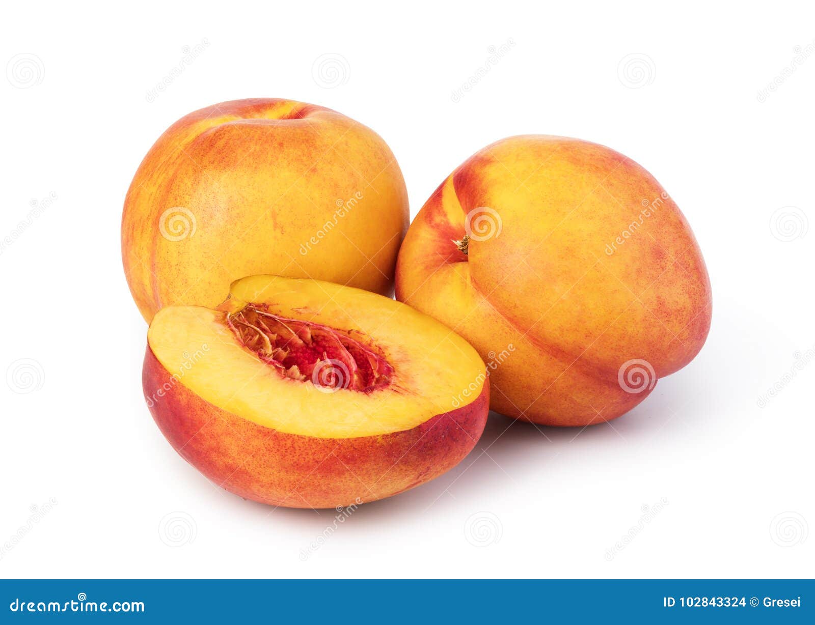 Nectarine photo stock. Image du isolement, fond, blanc - 102843324
