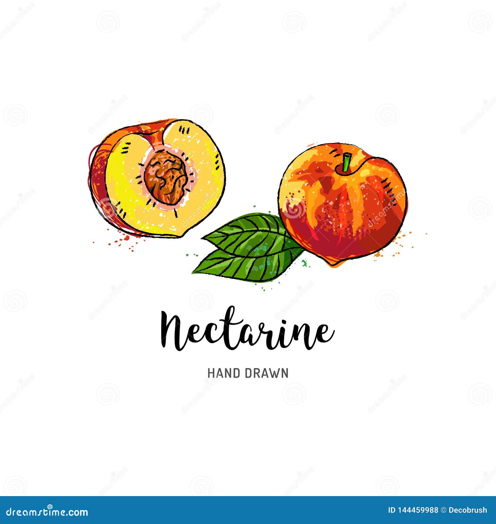 Nectarine Fruit Close Up 3d Rendering With Realistic Texture Stock