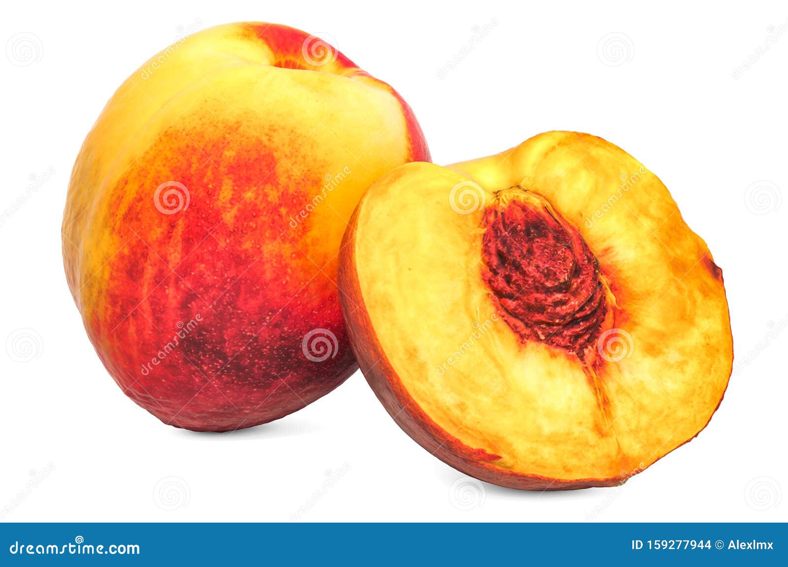 Nectarine Fruit Close Up 3d Rendering With Realistic Texture Stock