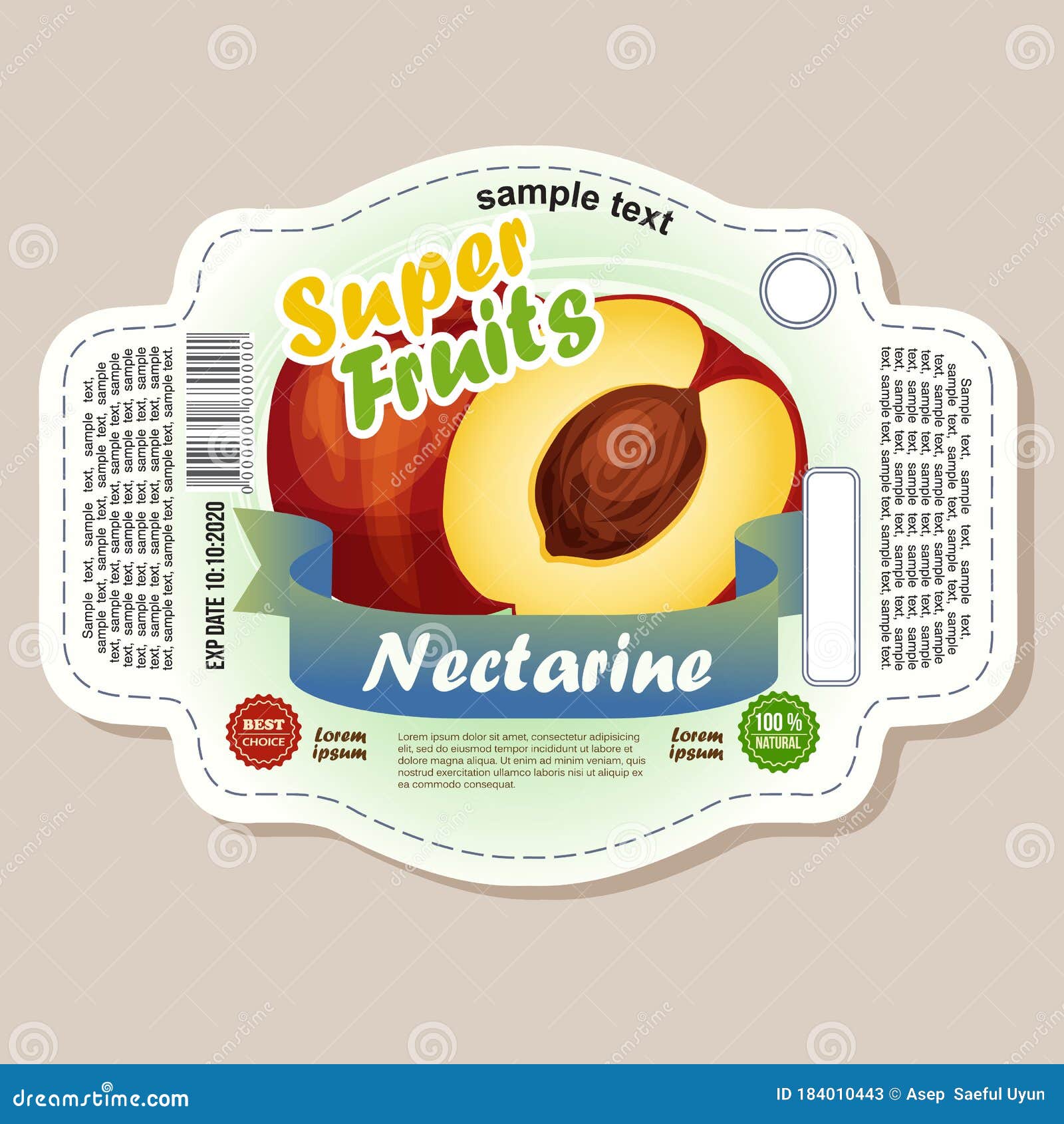 Nectarine label sticker stock vector. Illustration of green - 184010443