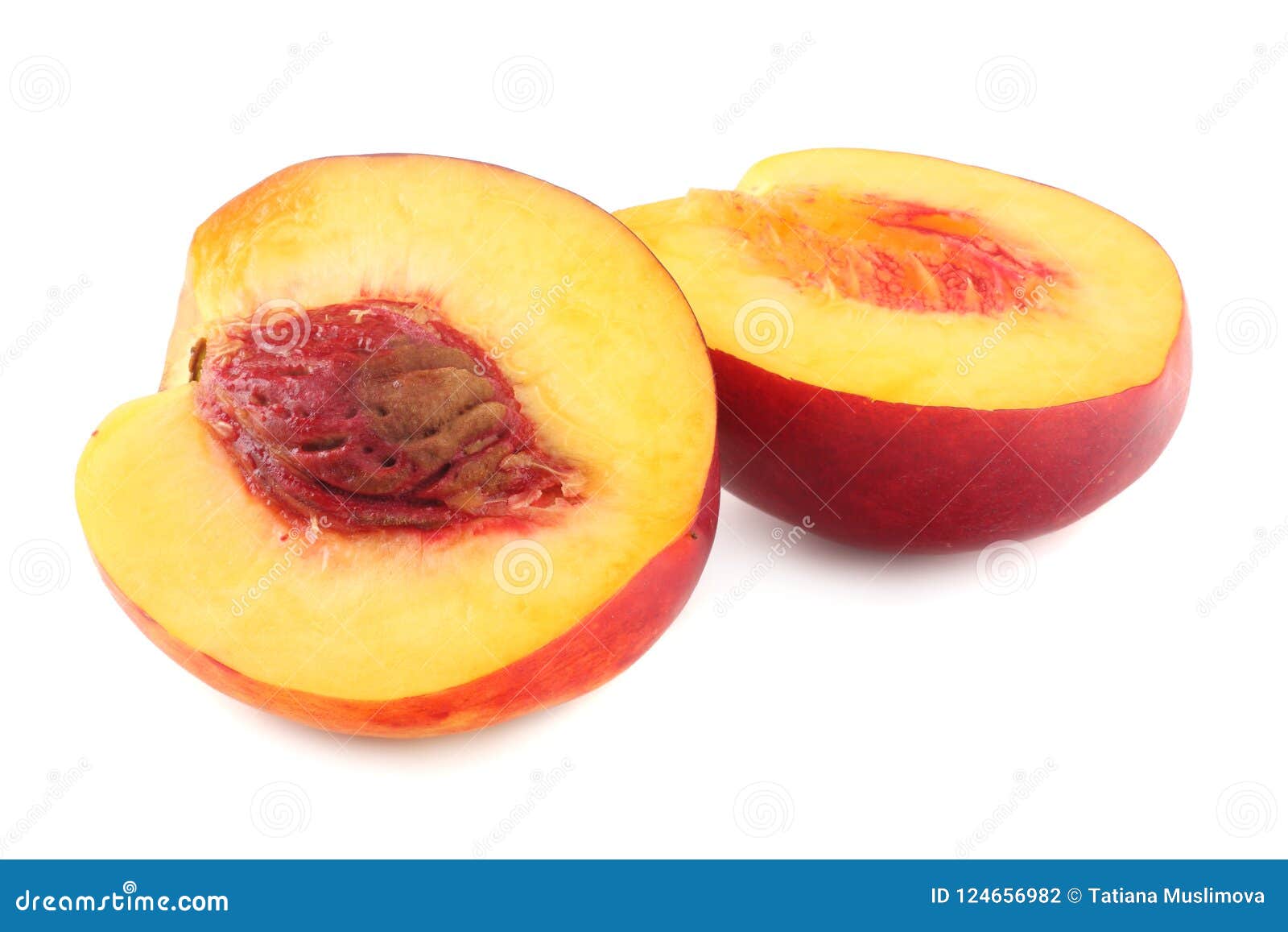 Nectarine with Slices Isolated on White Background. Stock Photo - Image ...