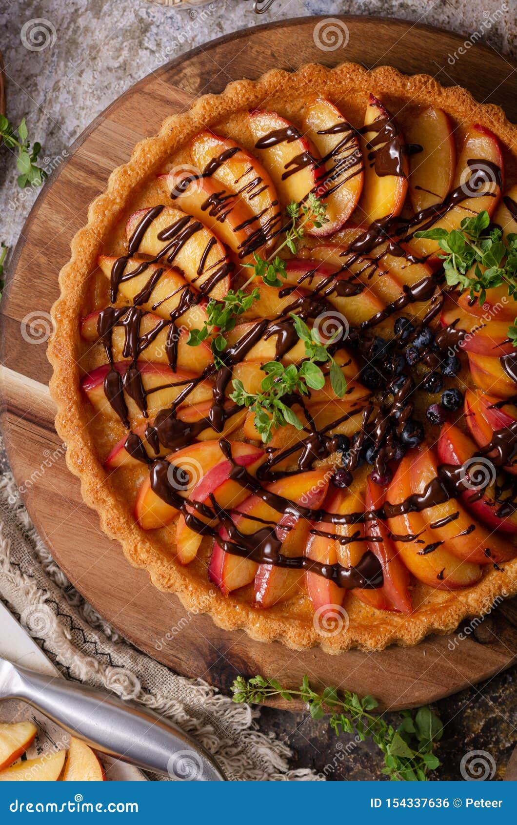 Nectarines chocolate cake stock photo. Image of crust - 154337636