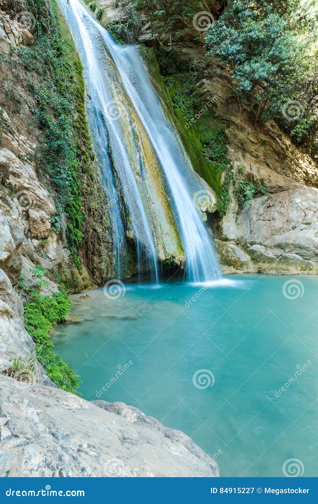 Neda Waterfalls among the Rocks and Forest Stock Image - Image of ...