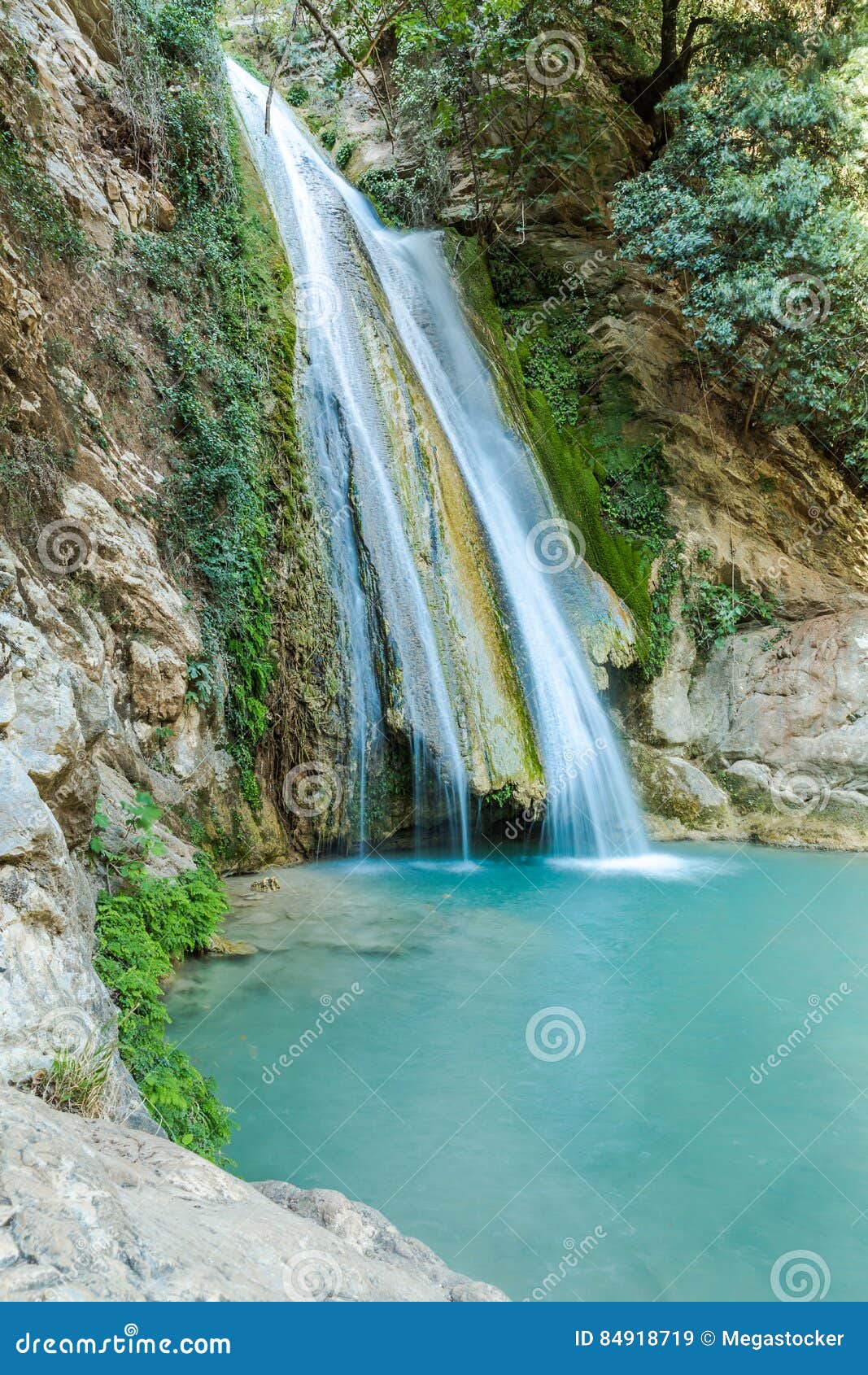 Neda Waterfalls among the Rocks and Forest Stock Image - Image of ...