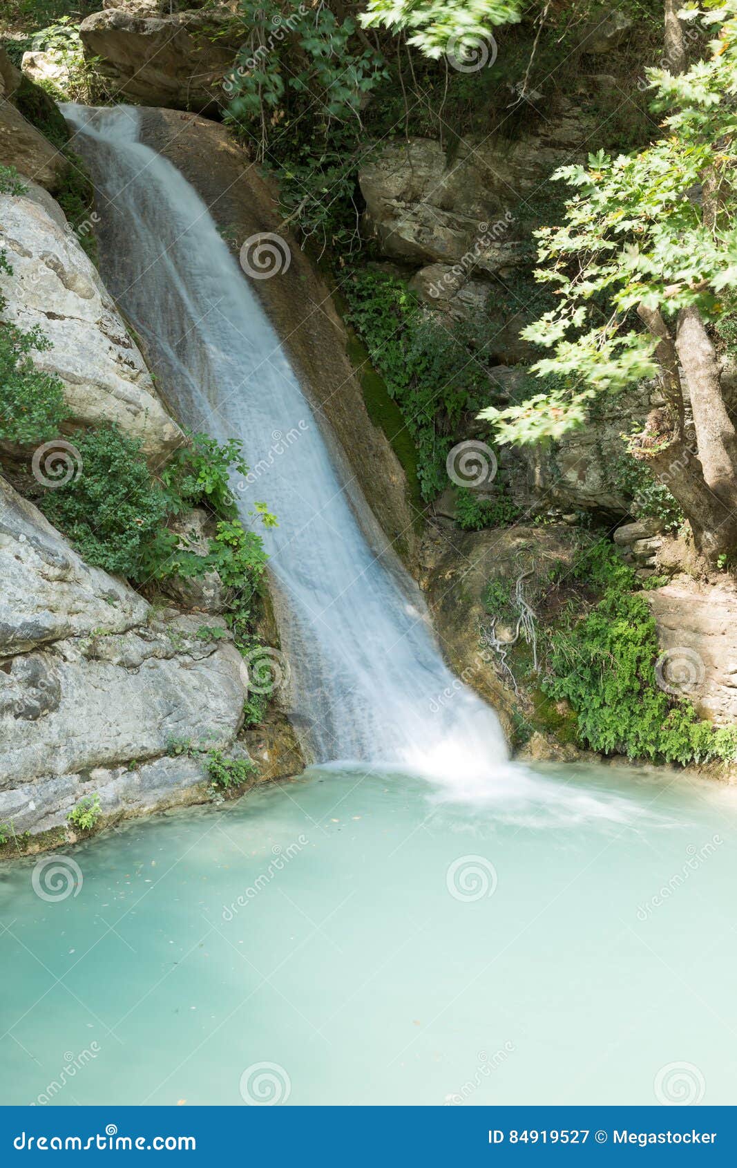 Neda Waterfalls among the Rocks and Forest Stock Image - Image of ...