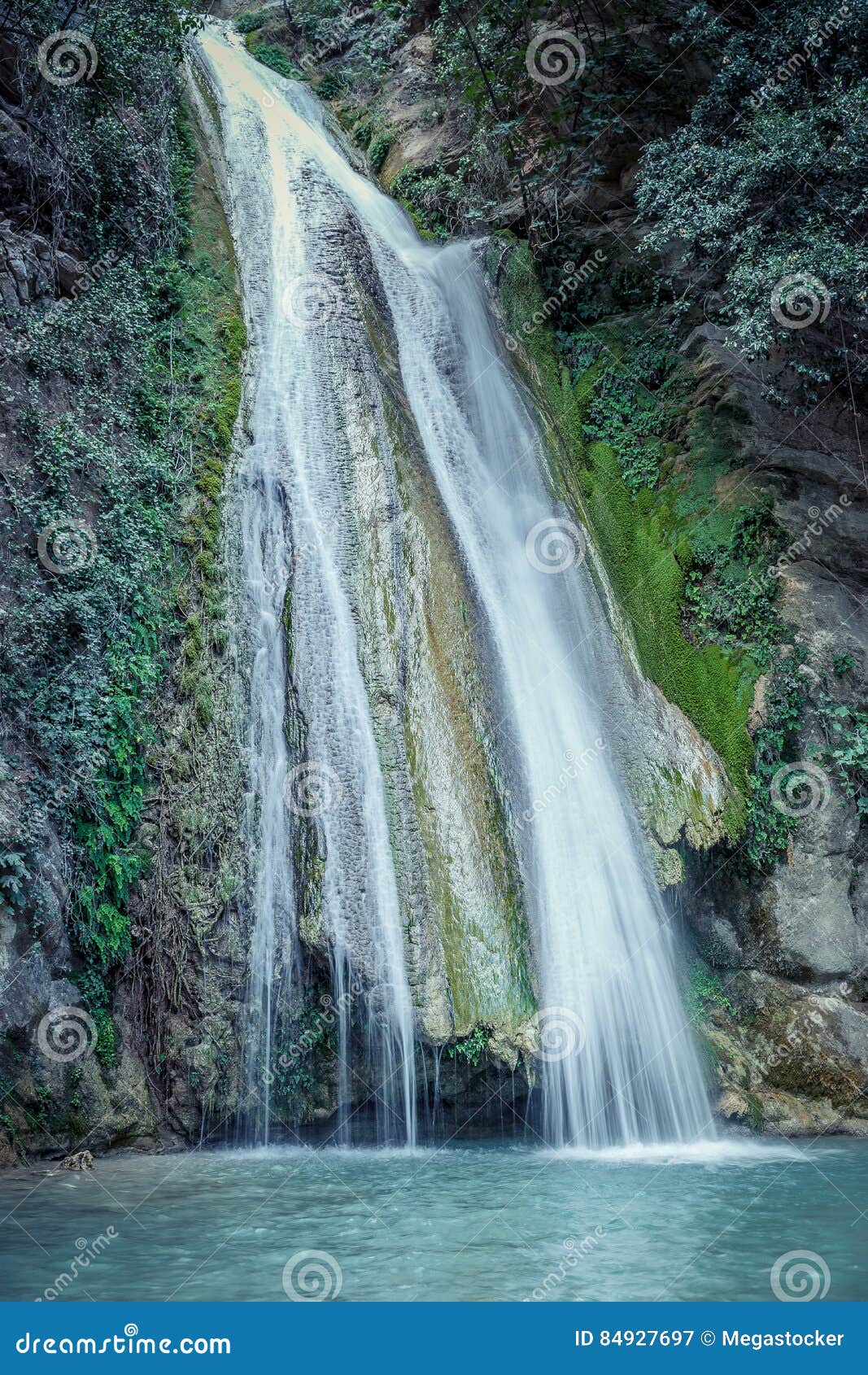 Neda Waterfalls among the Rocks and Forest Stock Image - Image of ...