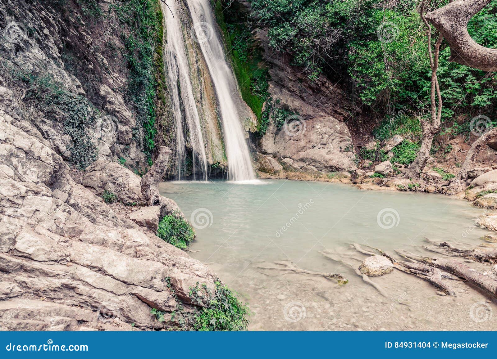 Neda Waterfalls among the Rocks and Forest Stock Photo - Image of ...