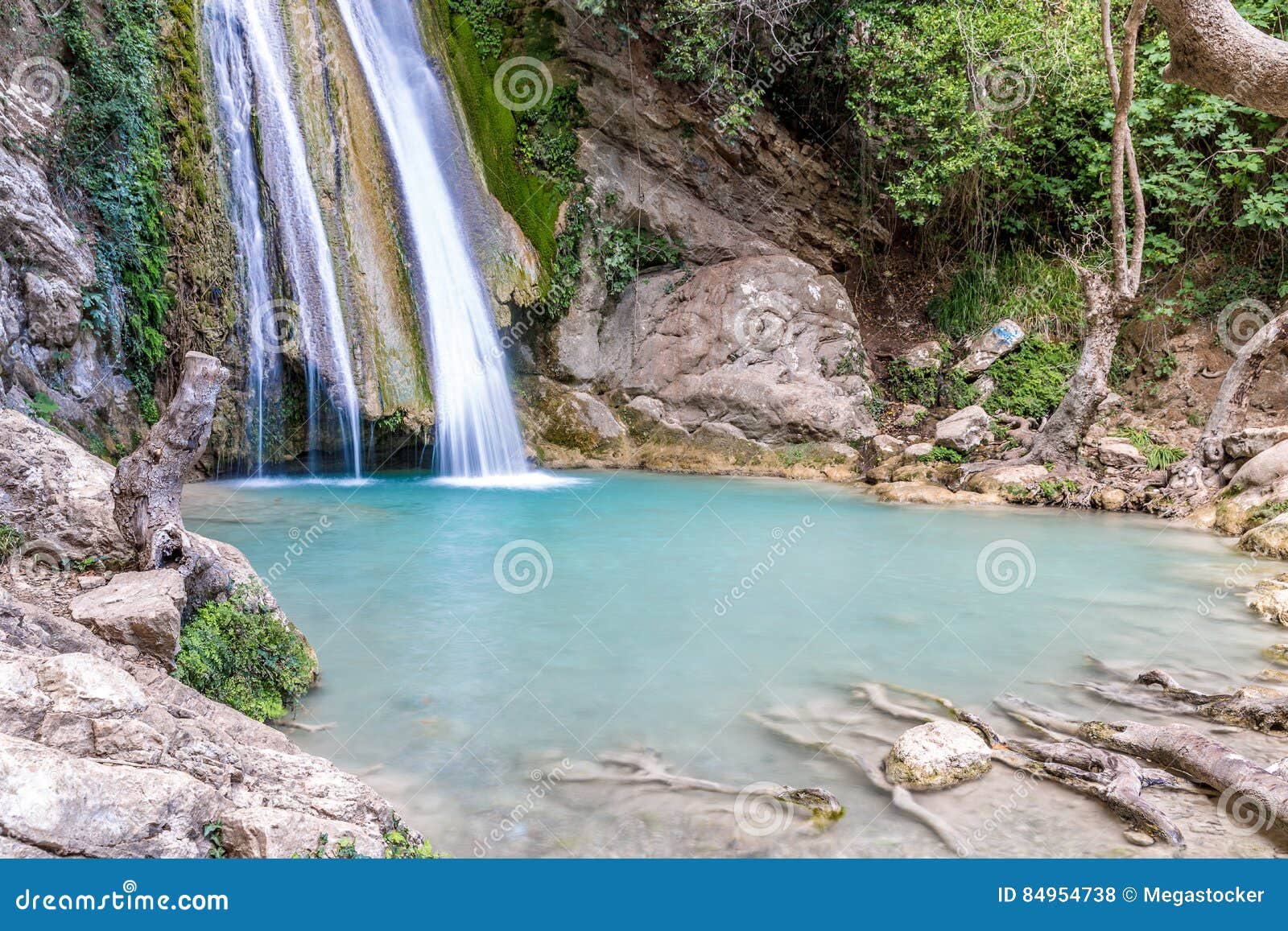 Neda Waterfalls among the Rocks and Forest Stock Photo - Image of ...