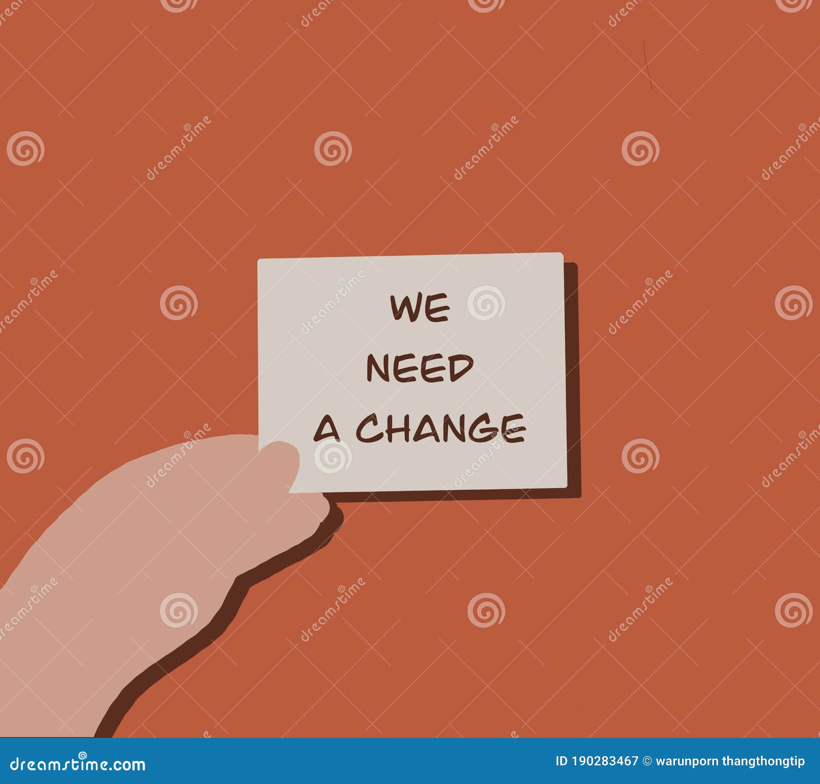 `we Need a Change`Human Holds a Cardboard with an Inscription Multi ...