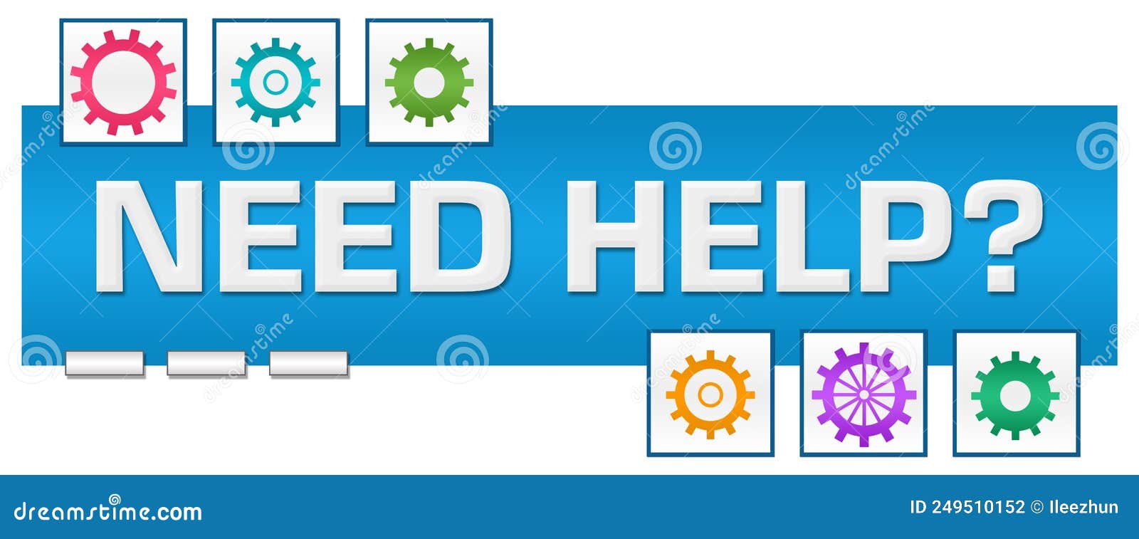 Need Help Blue Colorful Squares Box Gears Stock Illustration ...