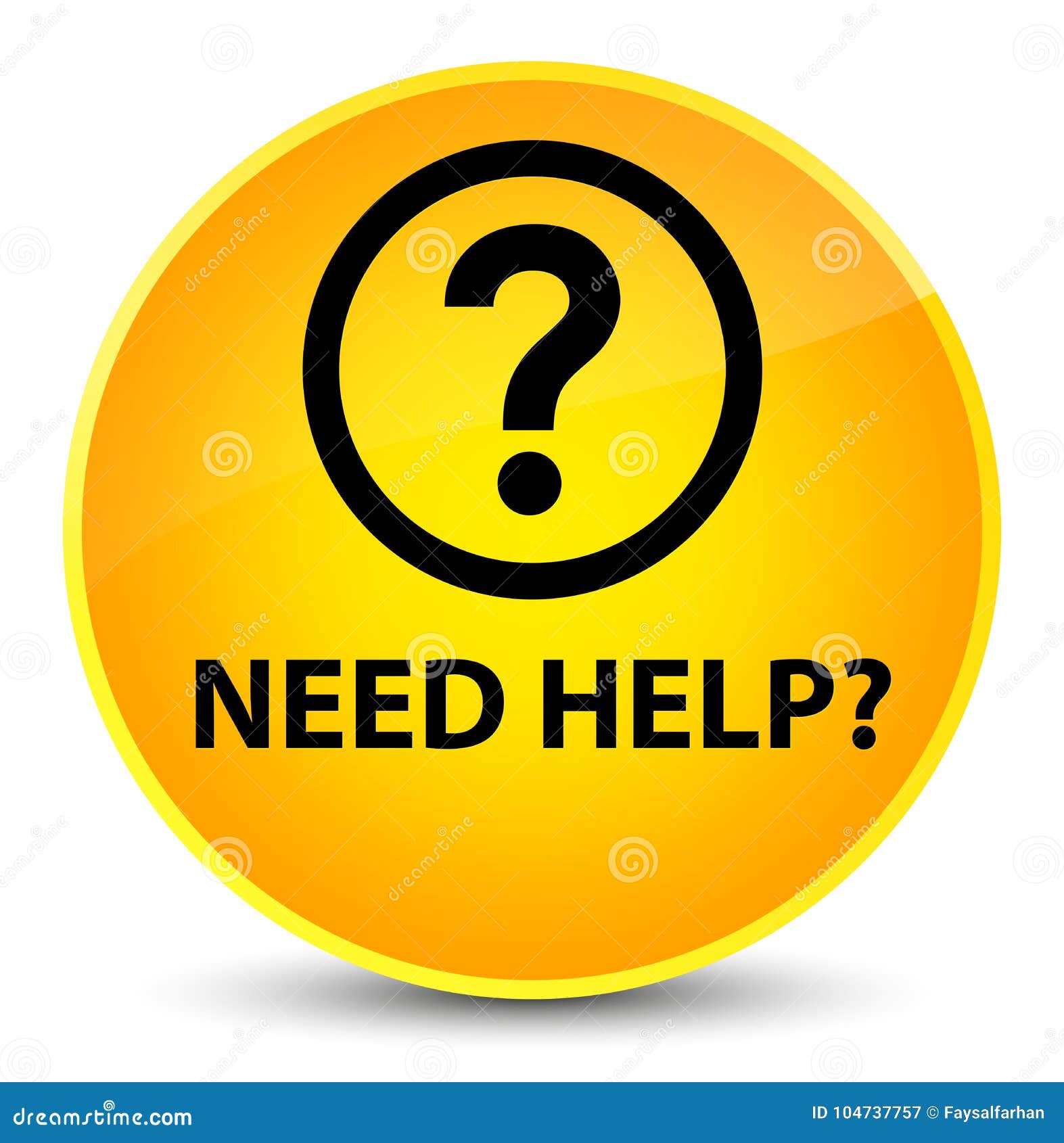 Need Help (question Icon) Elegant Yellow Round Button Stock ...