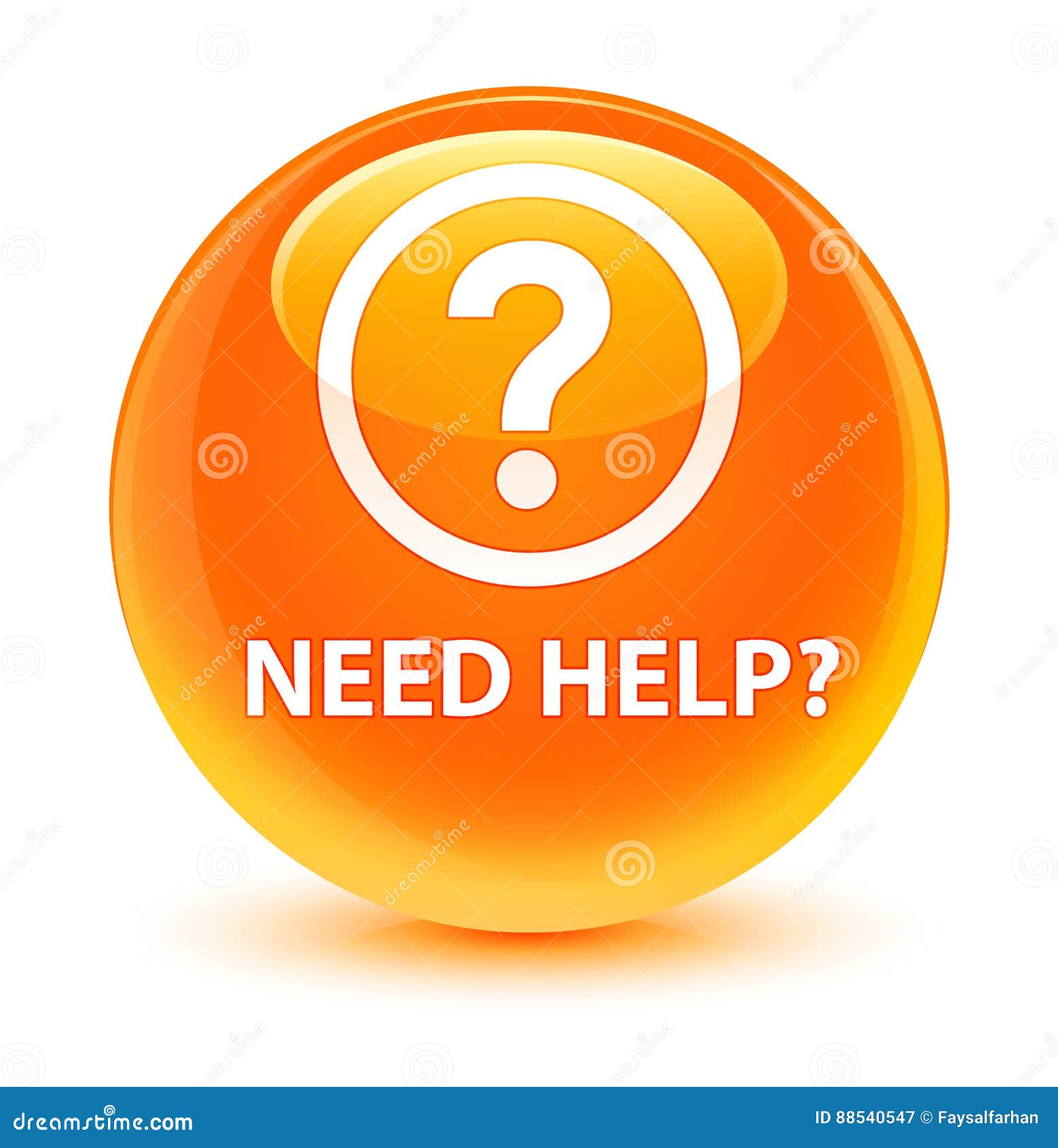 Need Help (question Icon) Glassy Orange Round Button Stock Illustration ...