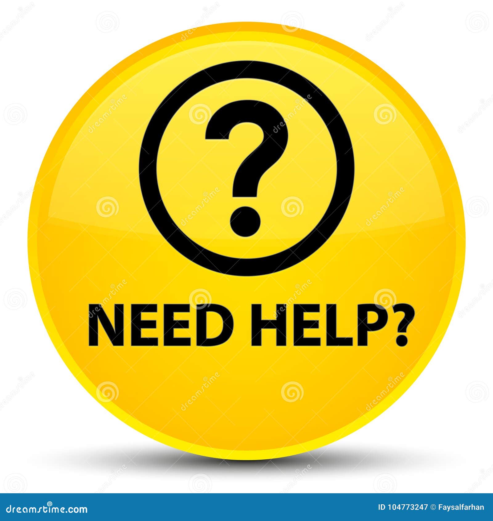 Need Help (question Icon) Special Yellow Round Button Stock ...