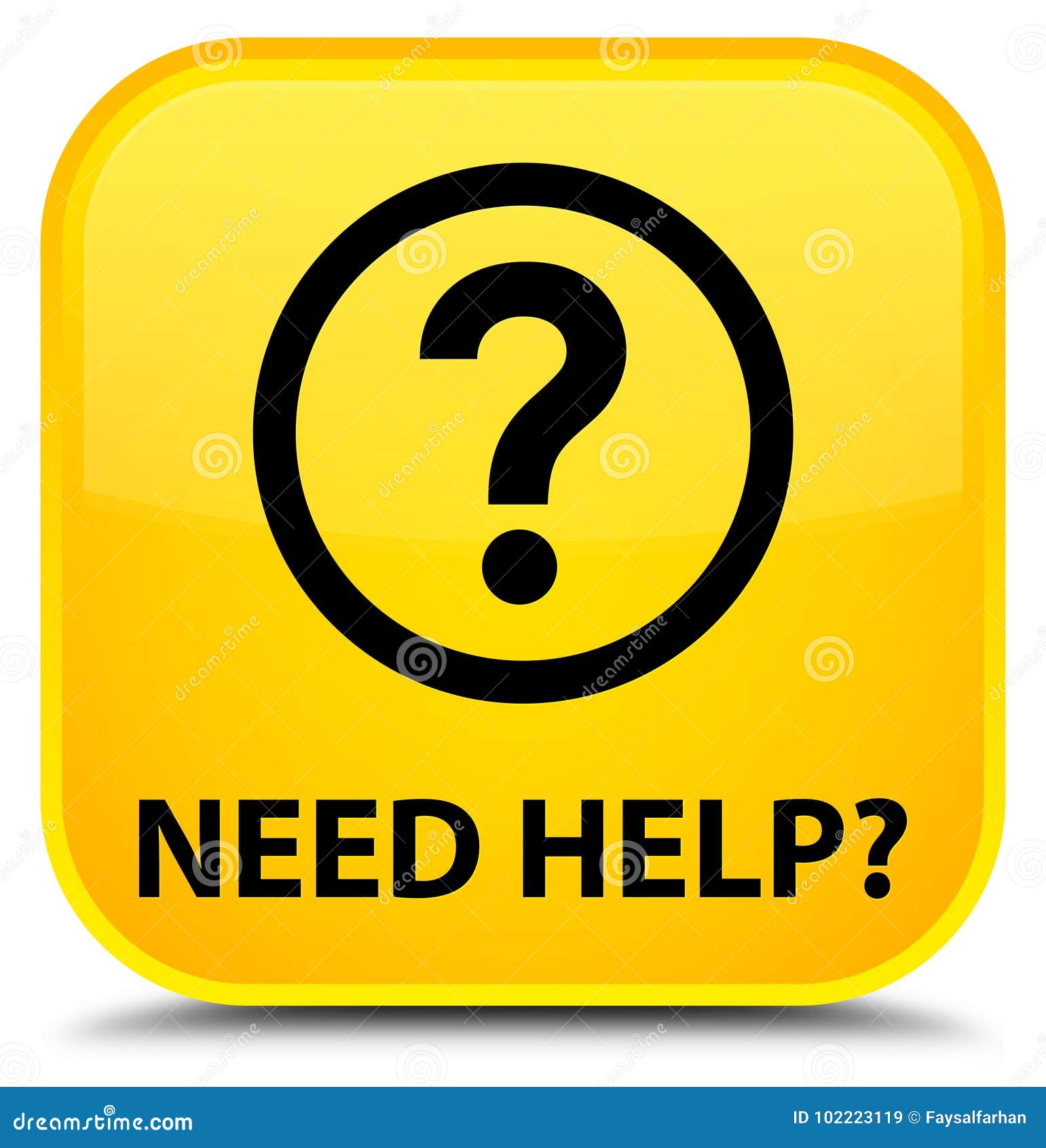 Need Help (question Icon) Special Yellow Square Button Stock ...