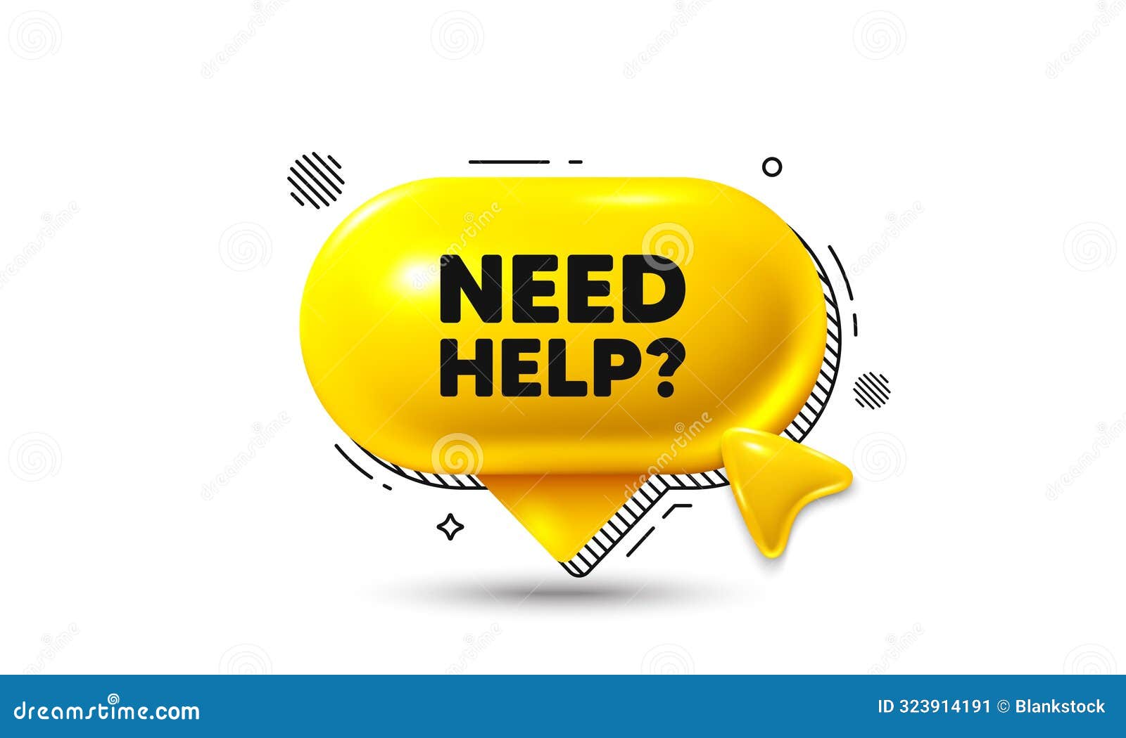 Need Help Symbol. Support Service Sign. Click Here Speech Bubble 3d ...
