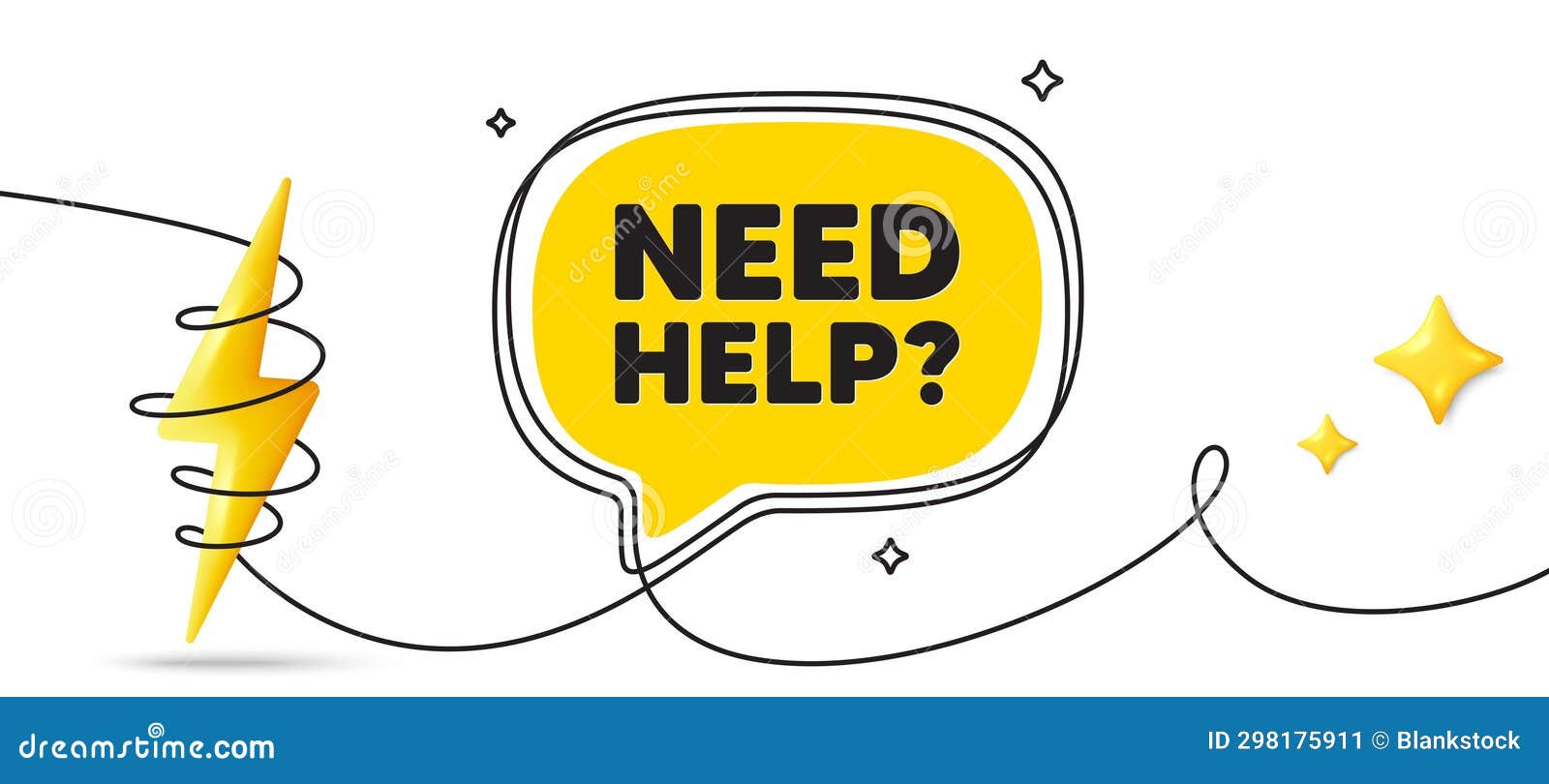 Need Help Symbol. Support Service Sign. Continuous Line Art Banner ...