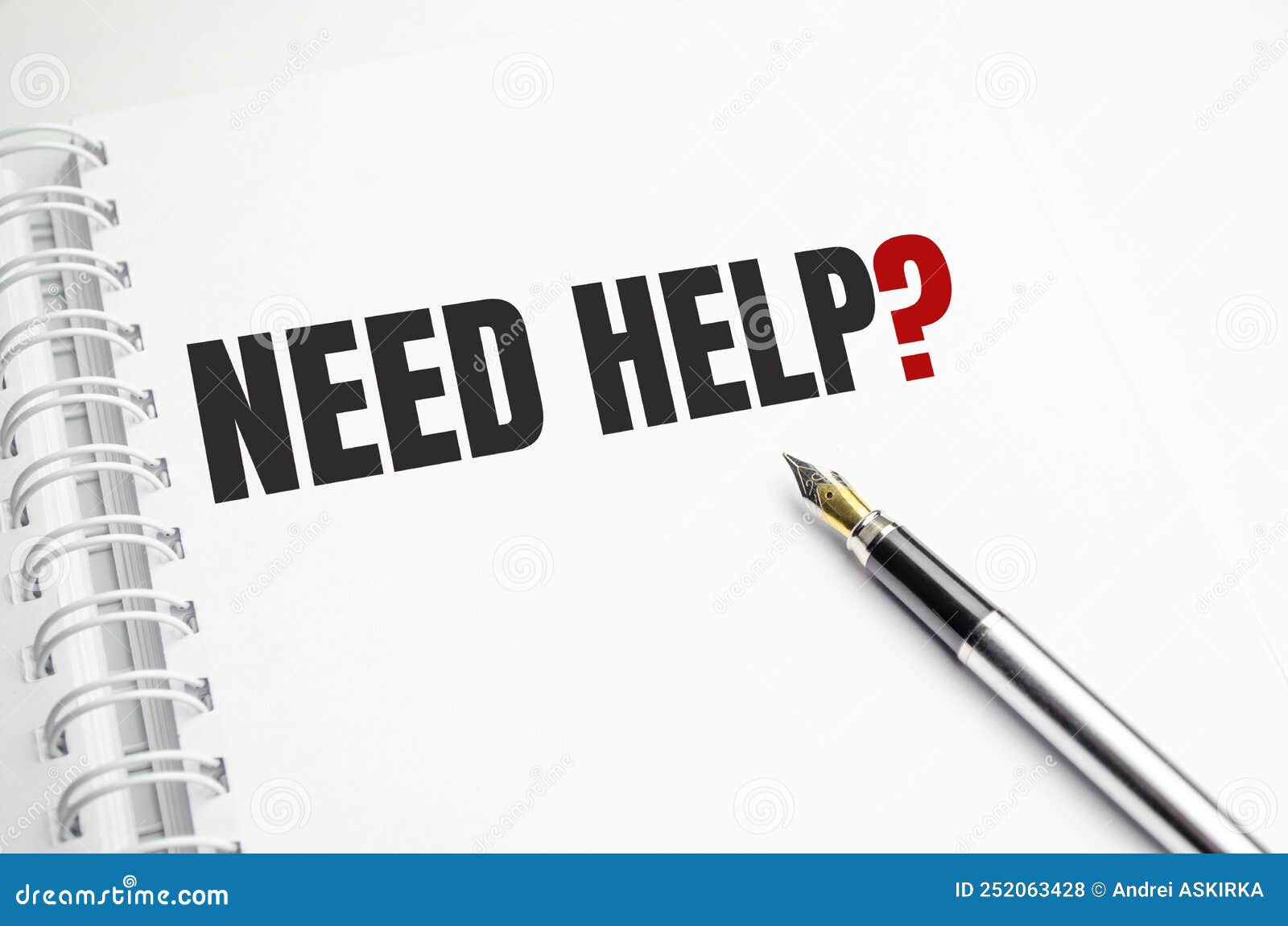 NEED HELP Text on Paper with , Pen with Graph Stock Photo - Image of ...