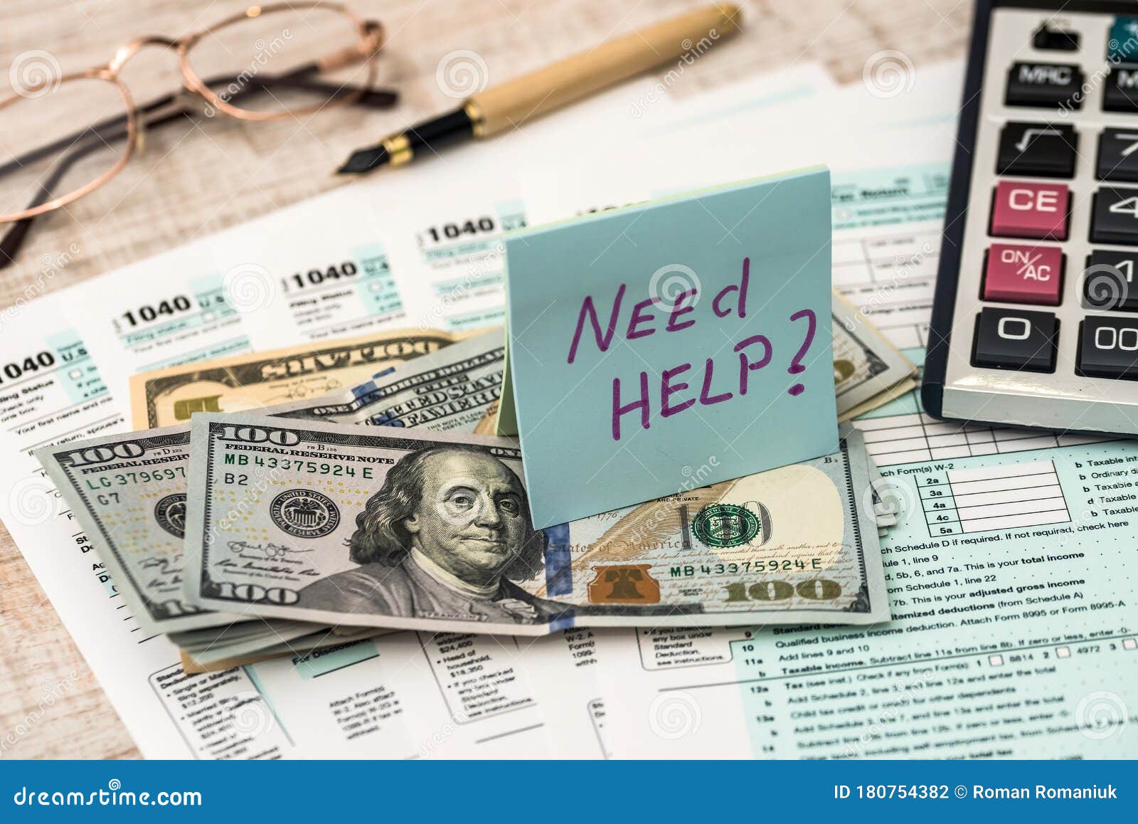 Need Help Text on Sticker with 1040 Tax Form Editorial Photography ...