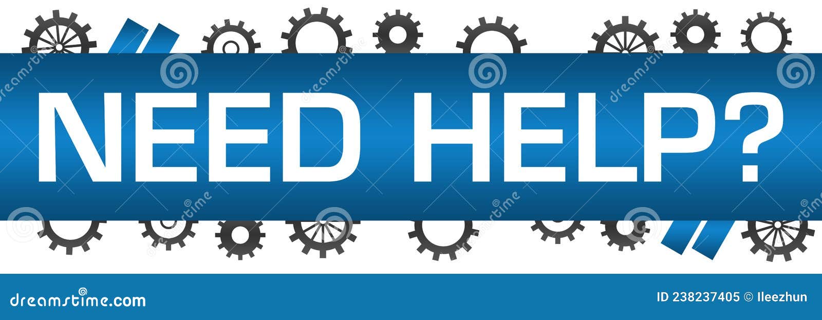 Need Help Blue Grey Gears Top Bottom Horizontal Stock Illustration ...