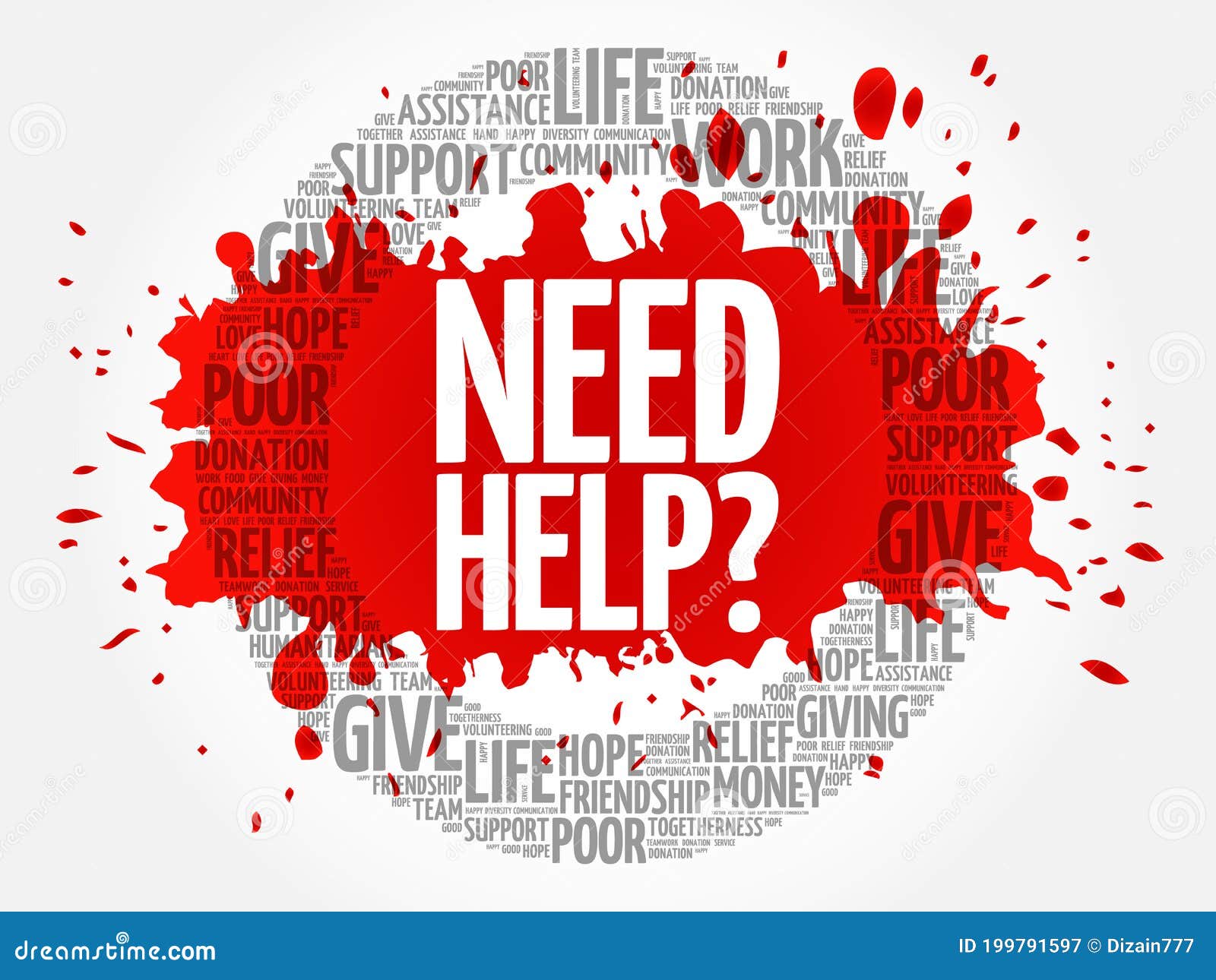 Need Help? Word Cloud Collage Stock Illustration - Illustration of ...