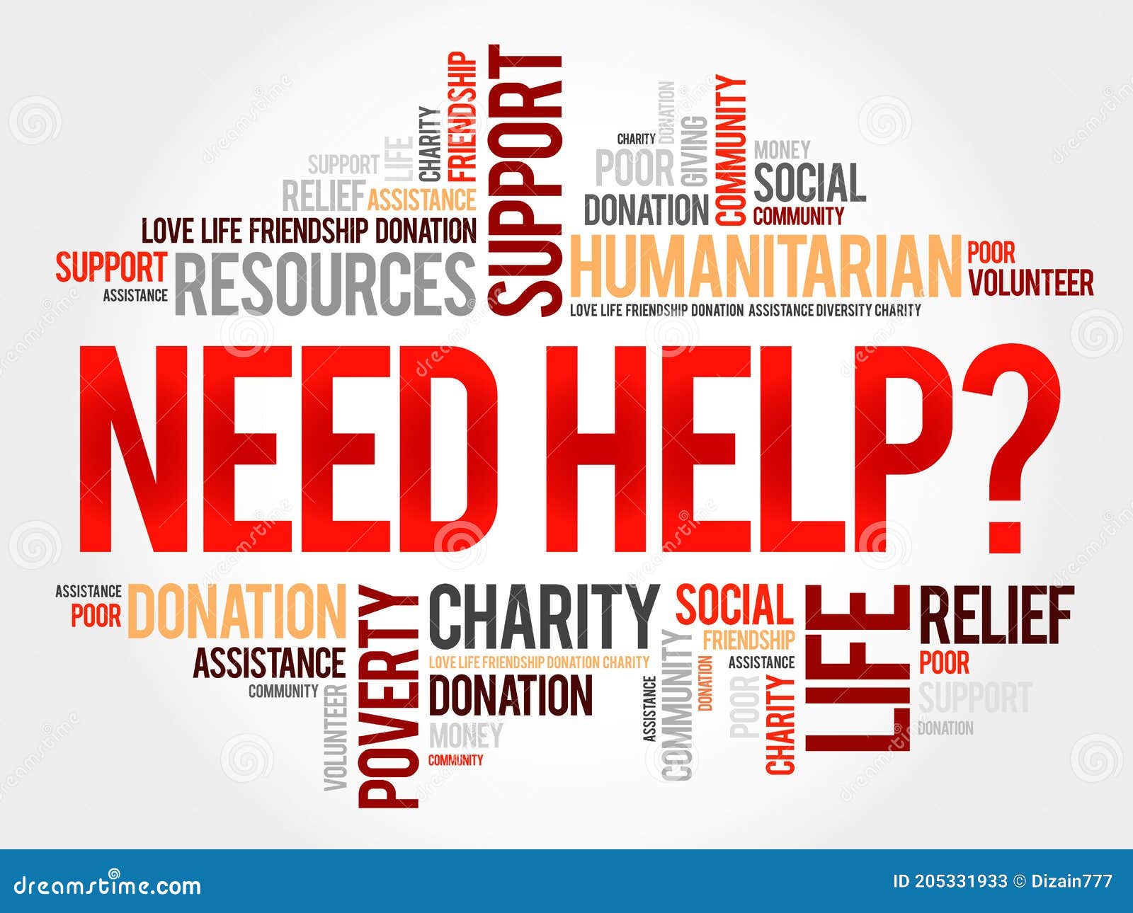 Need help, word cloud stock illustration. Illustration of desk - 205331933