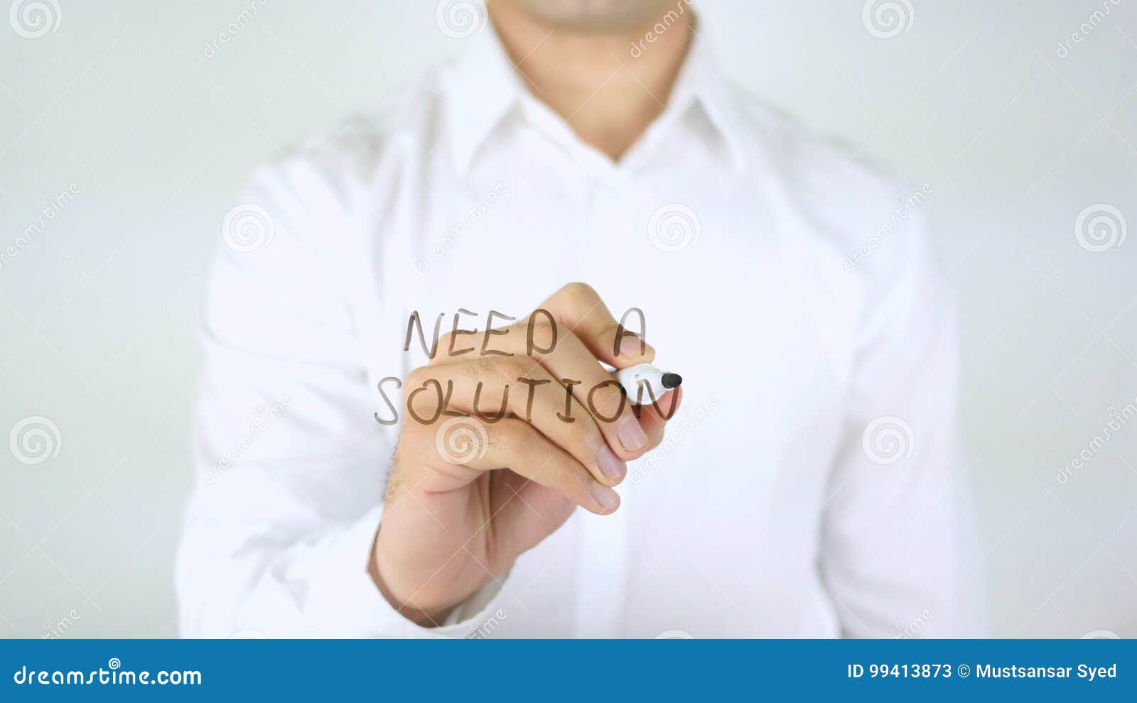 Need a Solution, Man Writing on Glass Stock Image - Image of ...