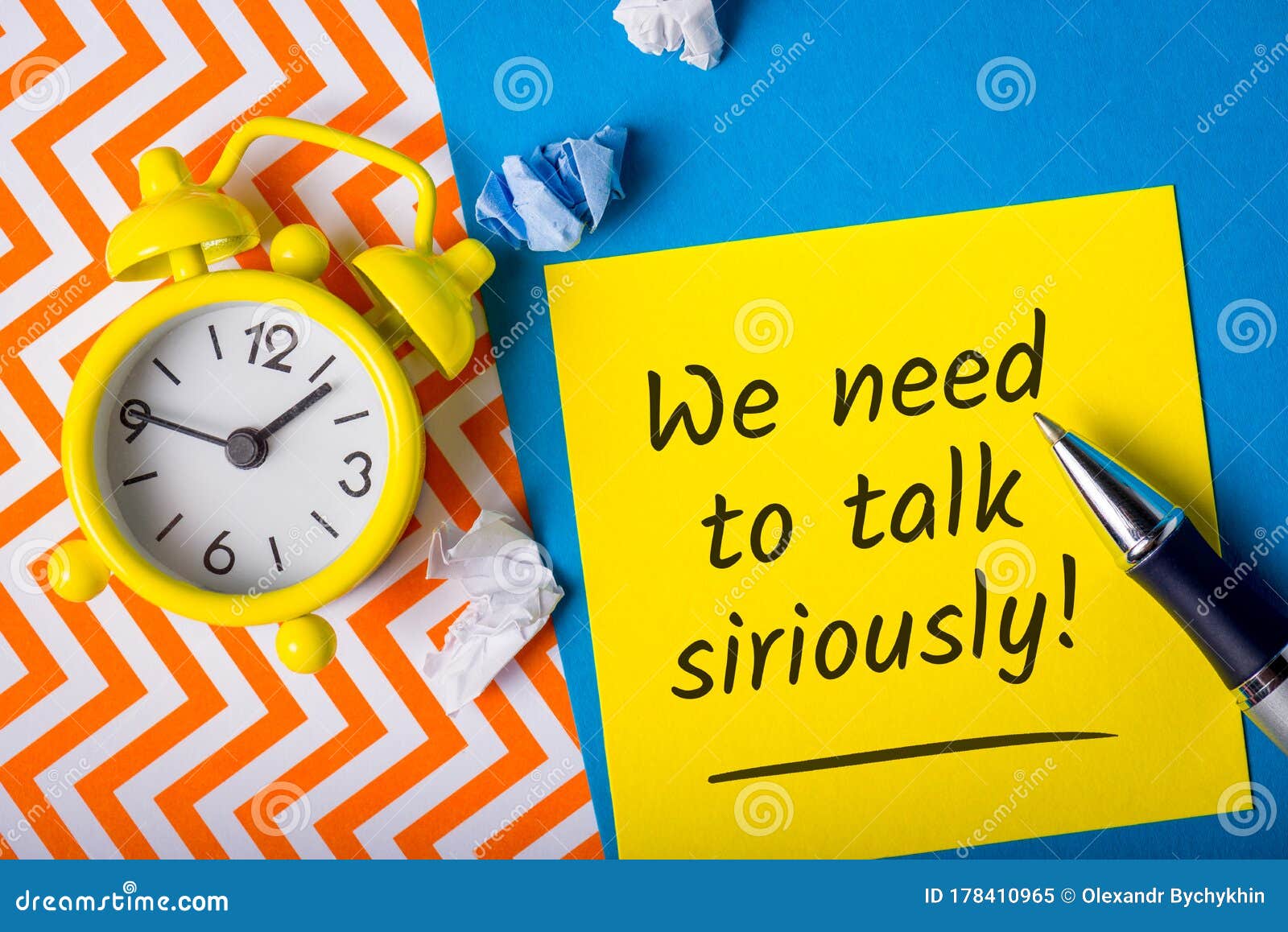 We Need To Talk Siriously. Note on Workplace Stock Image - Image of ...