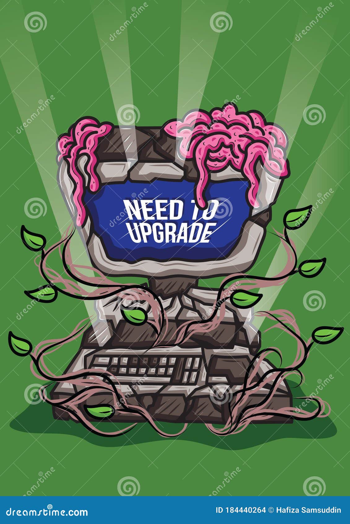 Need To Upgrade Computer. Vector Illustration Decorative Background ...