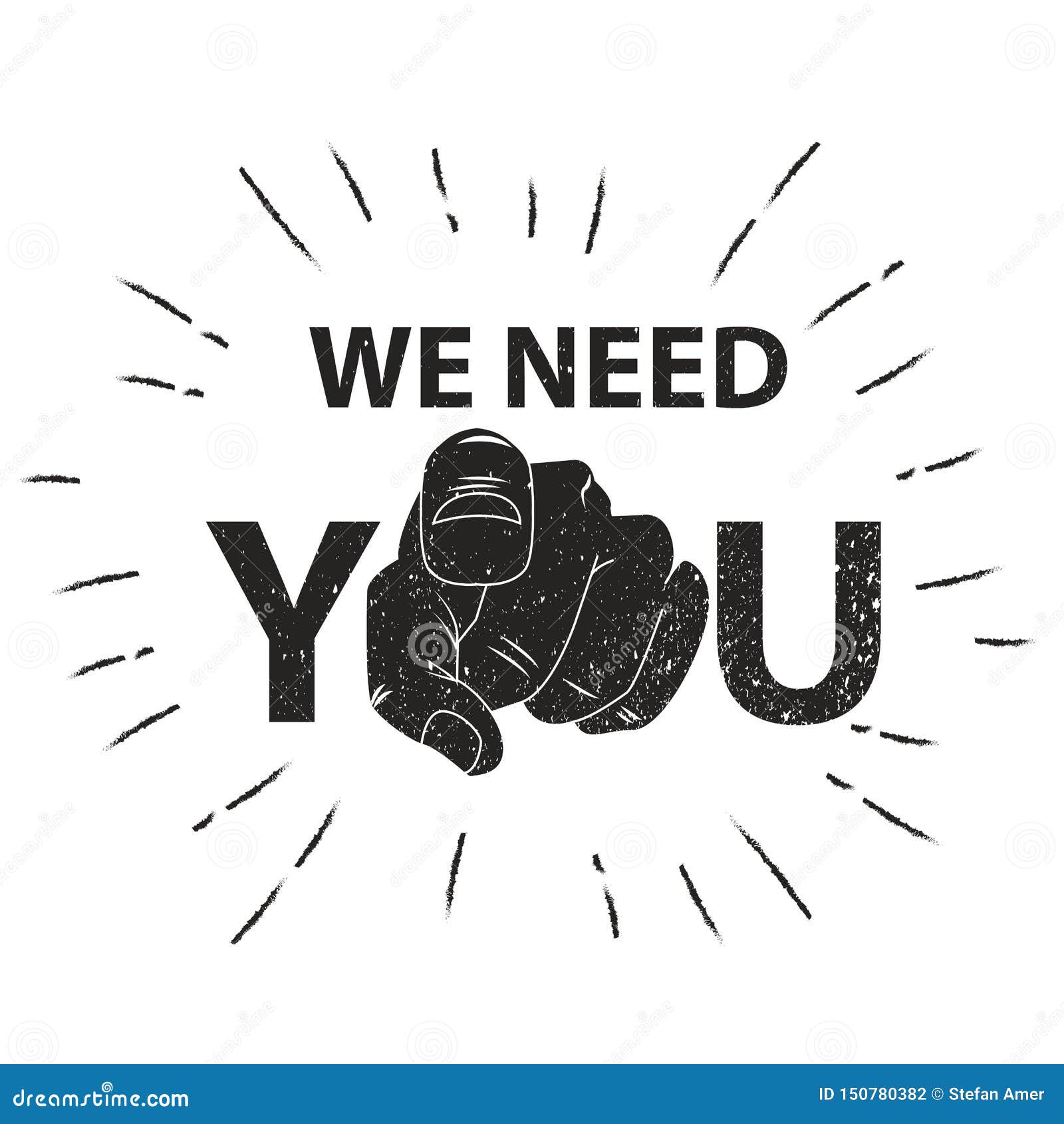 Retro Human Hand With The Finger Pointing Towards Viewer Vector ...