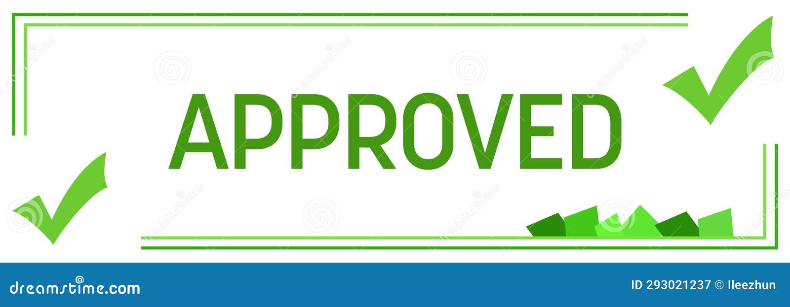 Approved Green Borders Tick Marks Corner Horizontal Stock Illustration ...