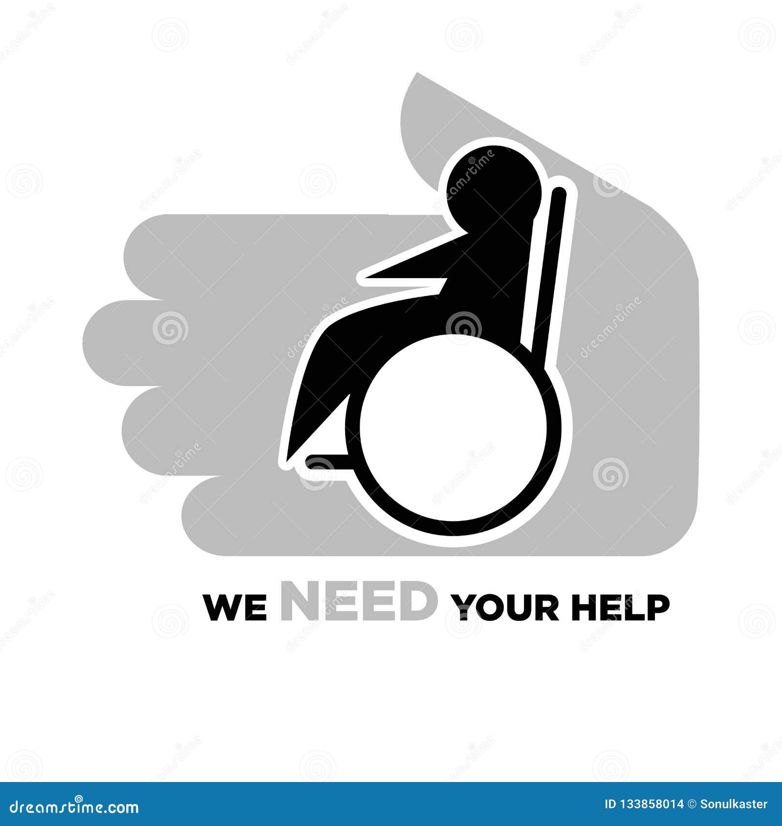 We Need Your Help Agitative Poster To Help for Disable People. Stock ...