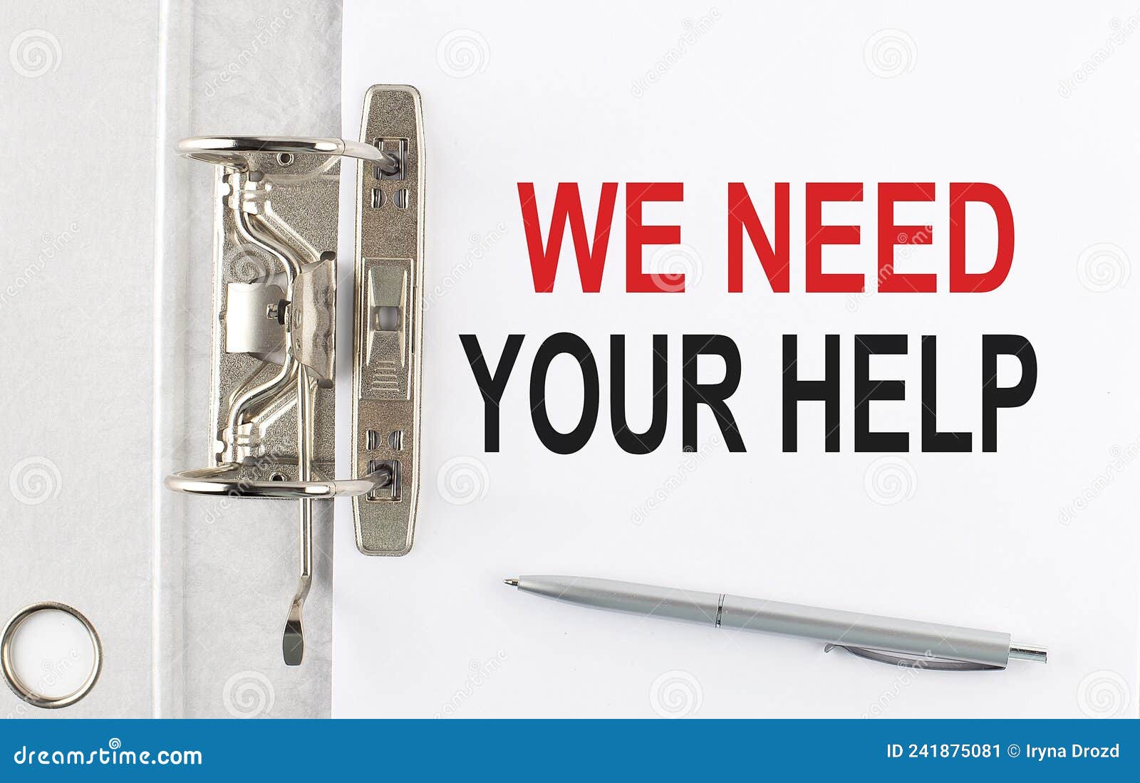 NEED YOUR HELP Text on the Paper Folder with Pen. Business Concept ...