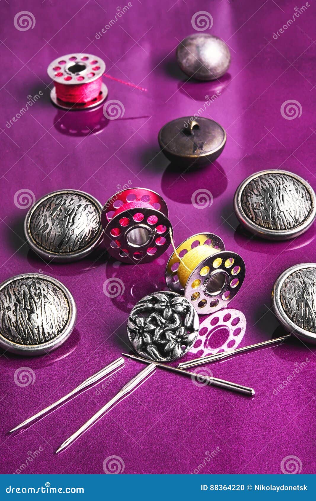 Needle,button and thread stock photo. Image of thread - 88364220