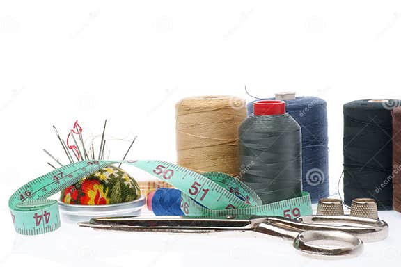 Needle and Cotton Isolated on White Stock Image - Image of thread ...