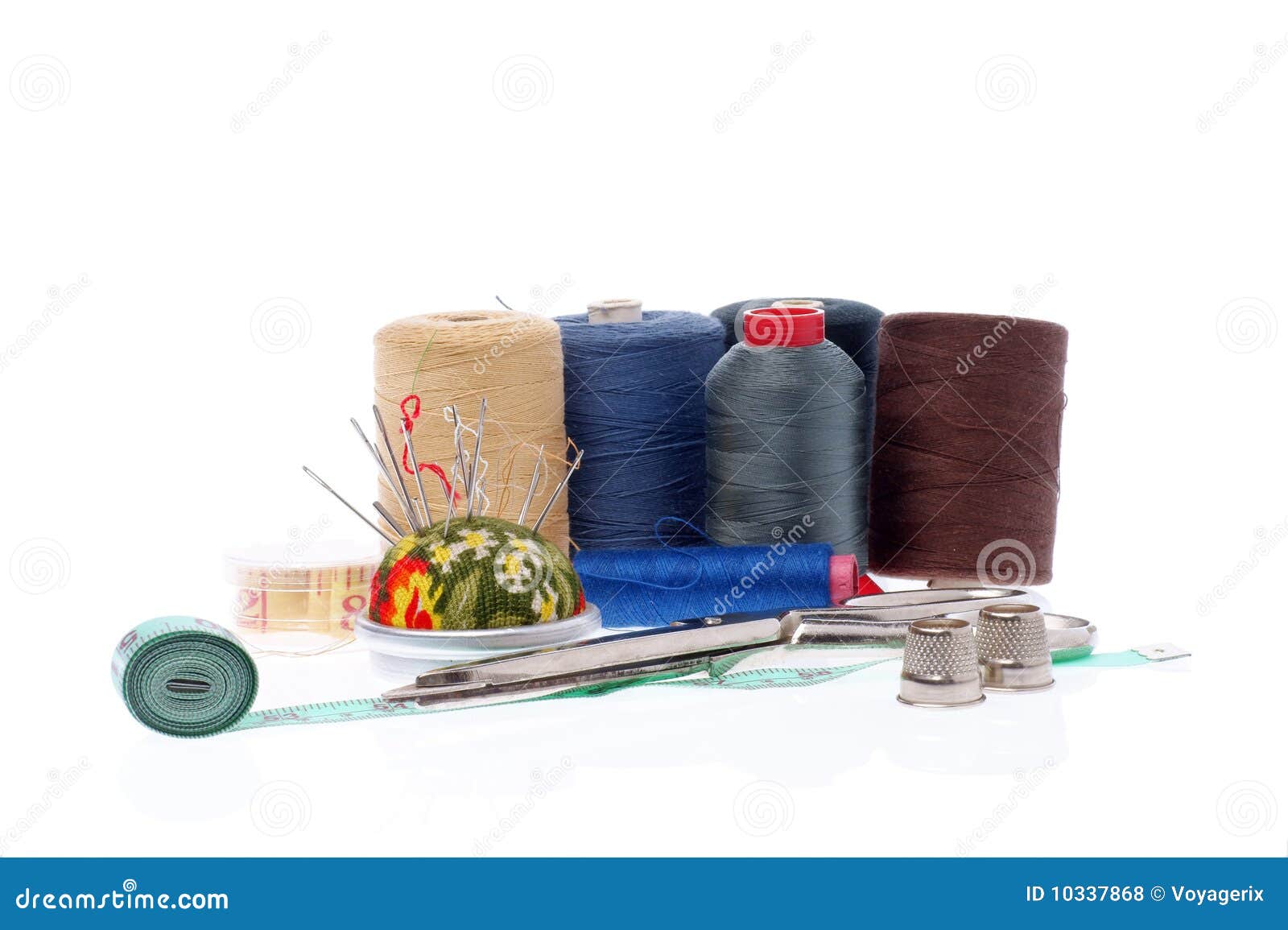 Needle and Cotton Isolated on White Stock Photo - Image of craft ...