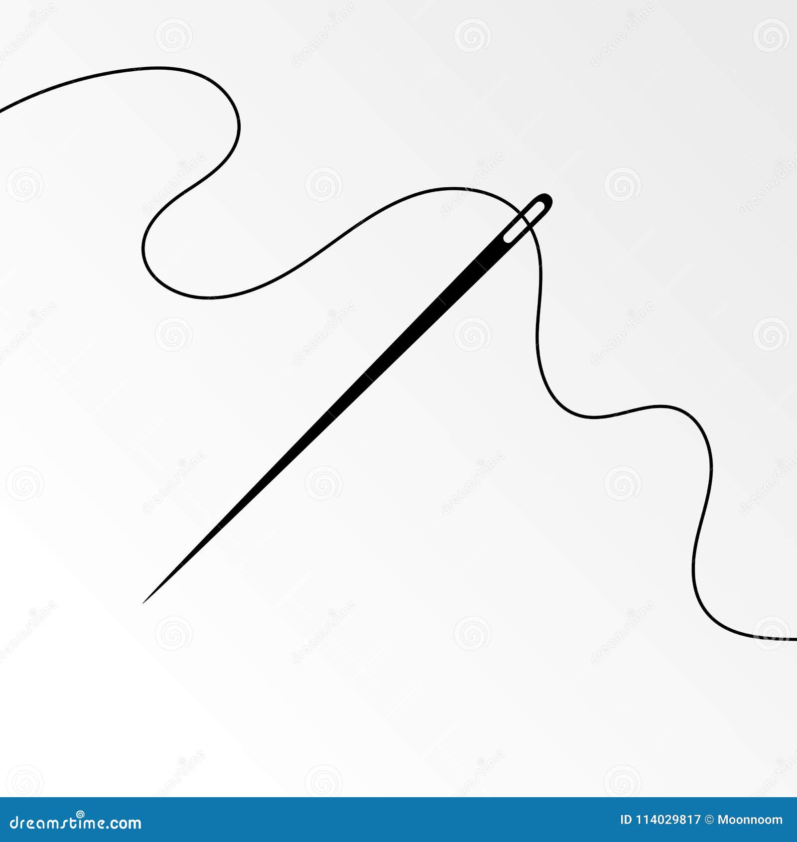 Needle and Curly Thread Vector Illustration Stock Vector - Illustration ...