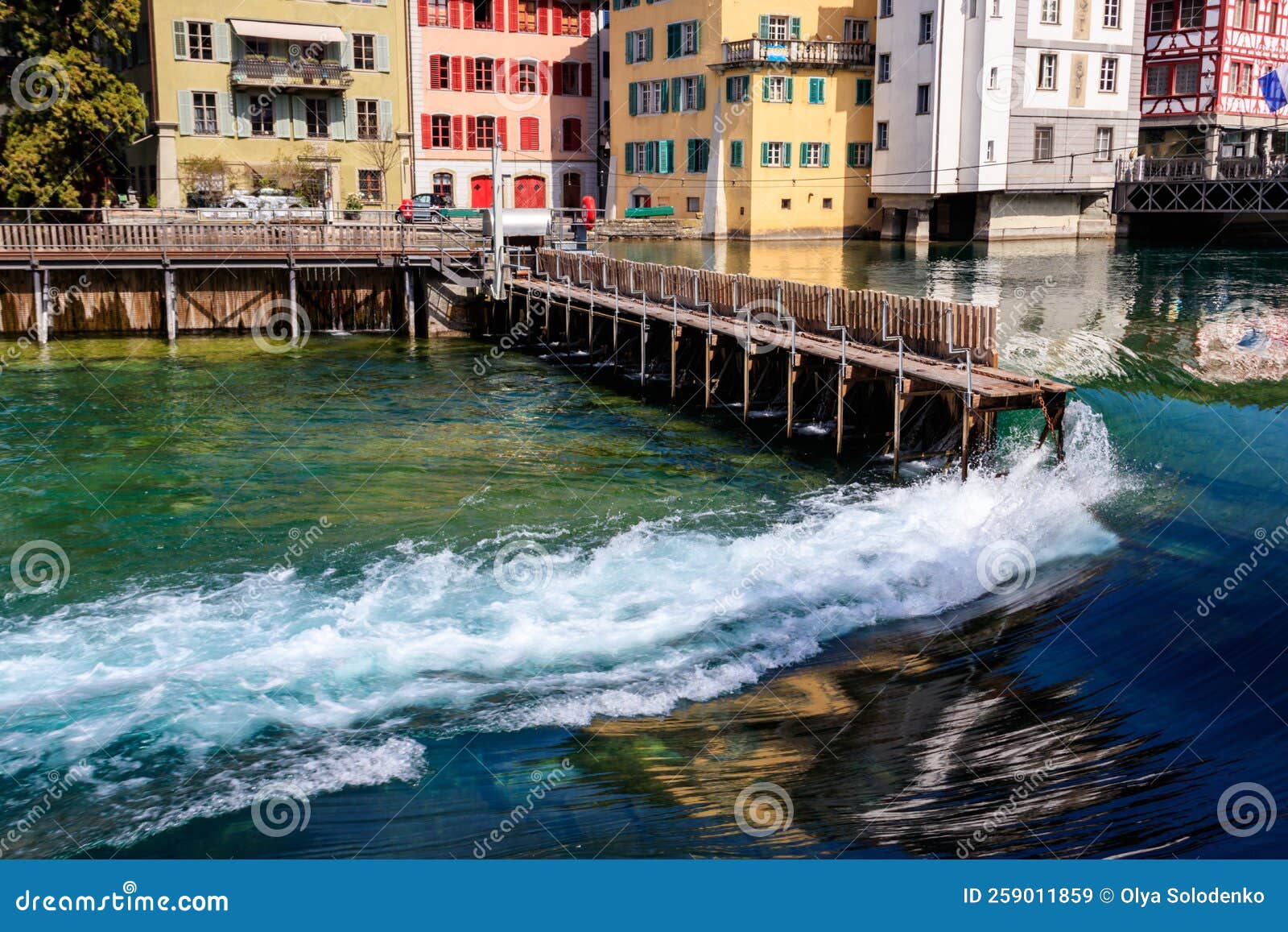 Needle Dam in the Reuss River in Lucerne, Switzerland Stock Image ...