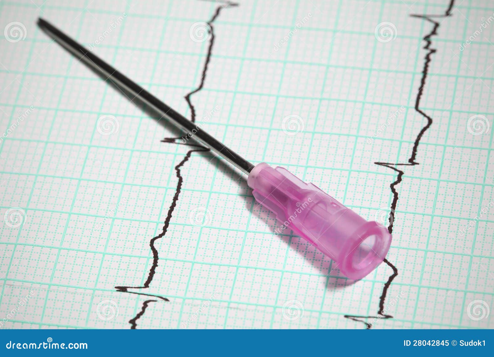 Needle on the ECG Paper. Close-up Photo. Stock Image - Image of ...